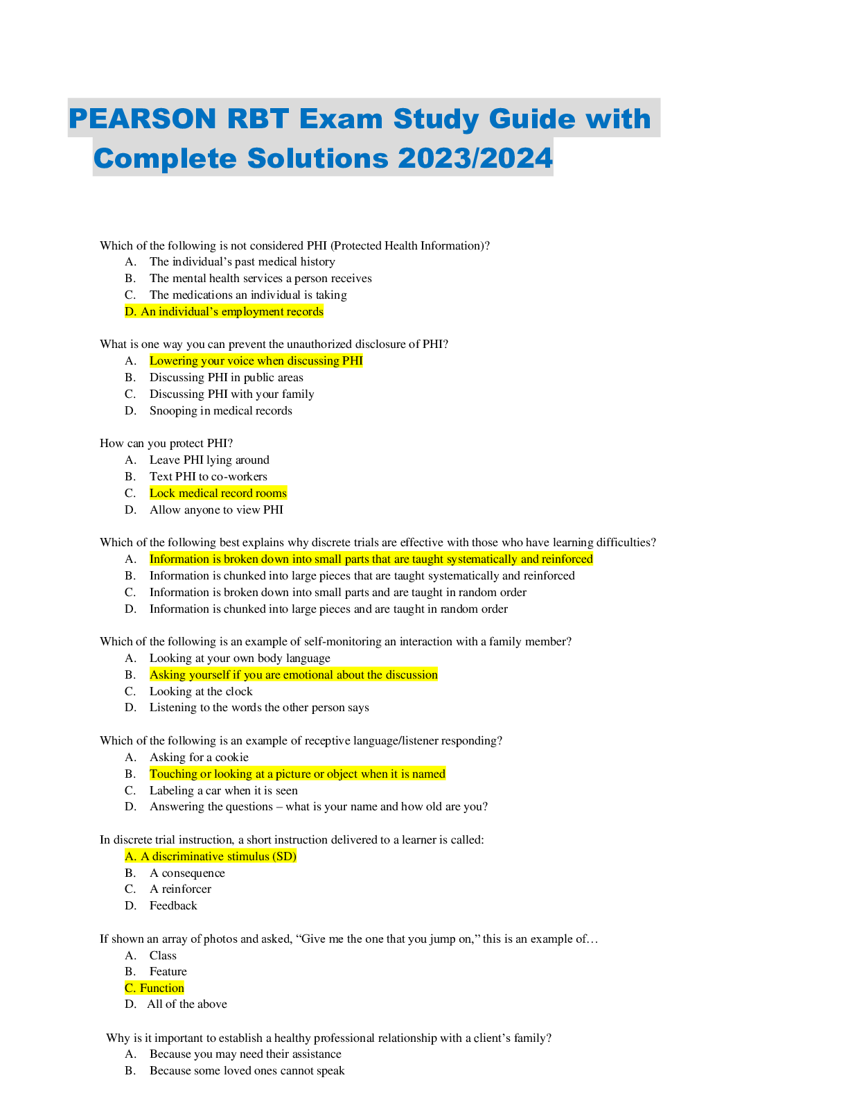 PEARSON RBT Exam Study Guide with Complete Solutions 2023/2024 ... PEARSON RBT Exam Study Guide with Complete Solutions 2023/2024 ...