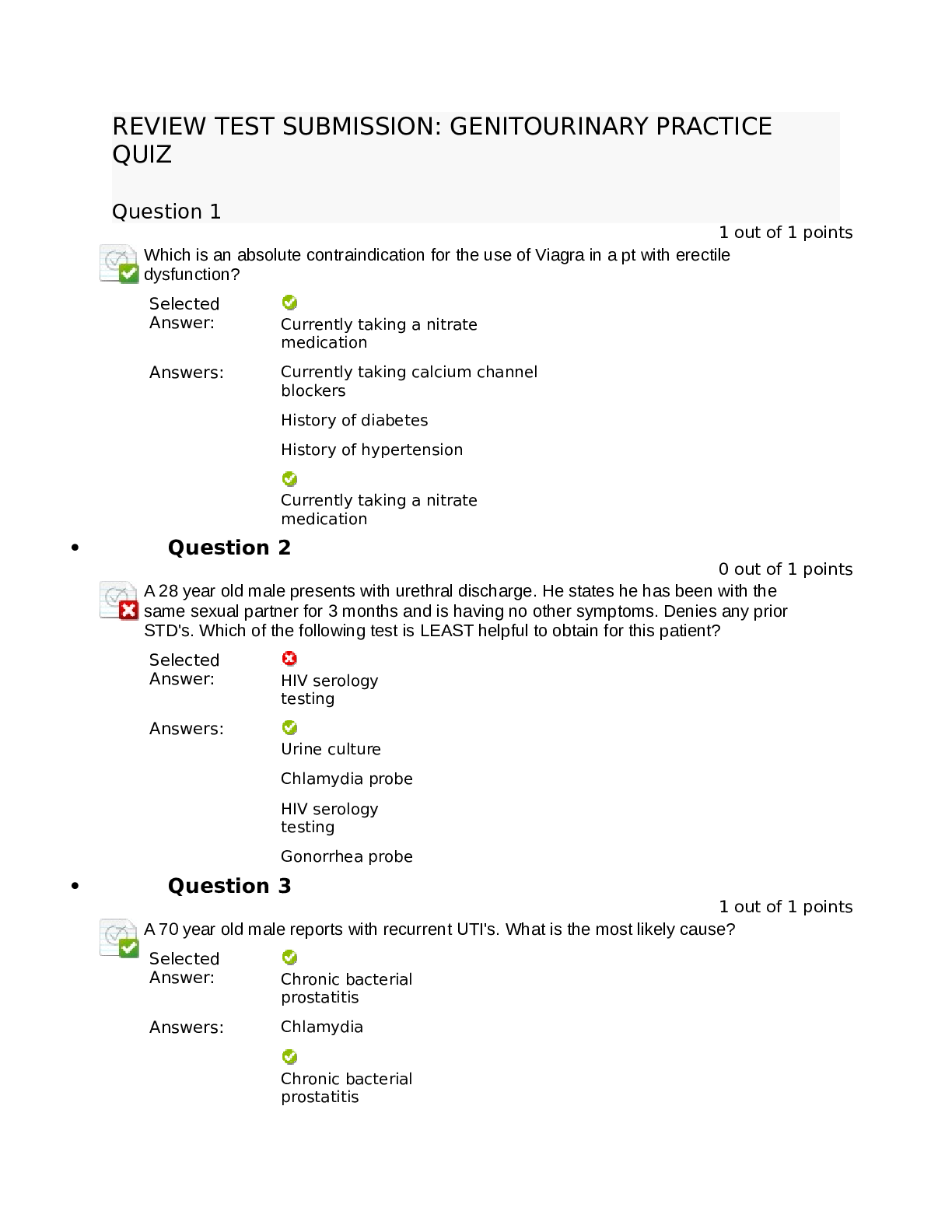 REVIEW TEST SUBMISSION GENITOURINARY PRACTICEQUIZ - Browsegrades REVIEW TEST SUBMISSION GENITOURINARY PRACTICEQUIZ - Browsegrades