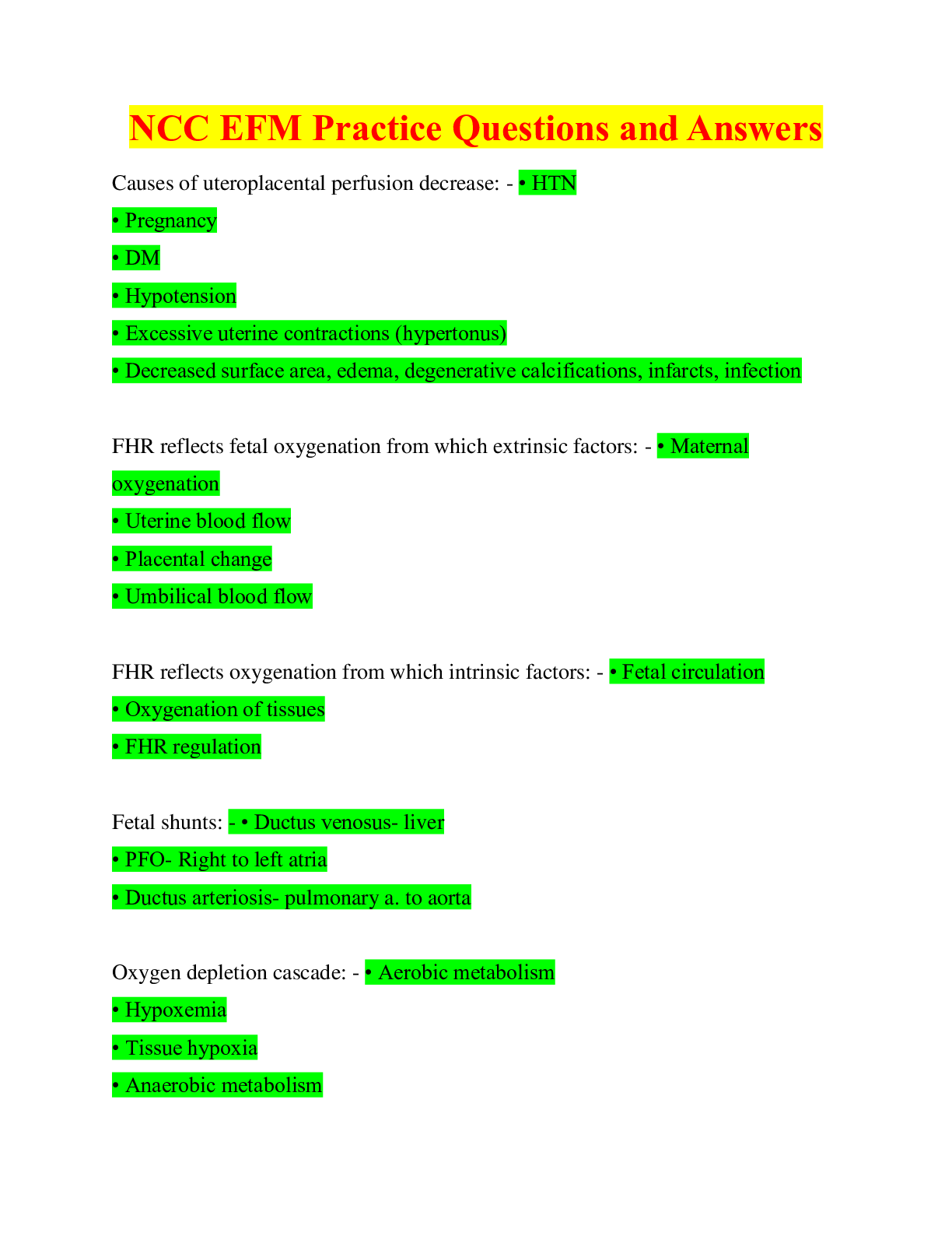 NCC EFM Practice Questions and Answers - Scholarfriends