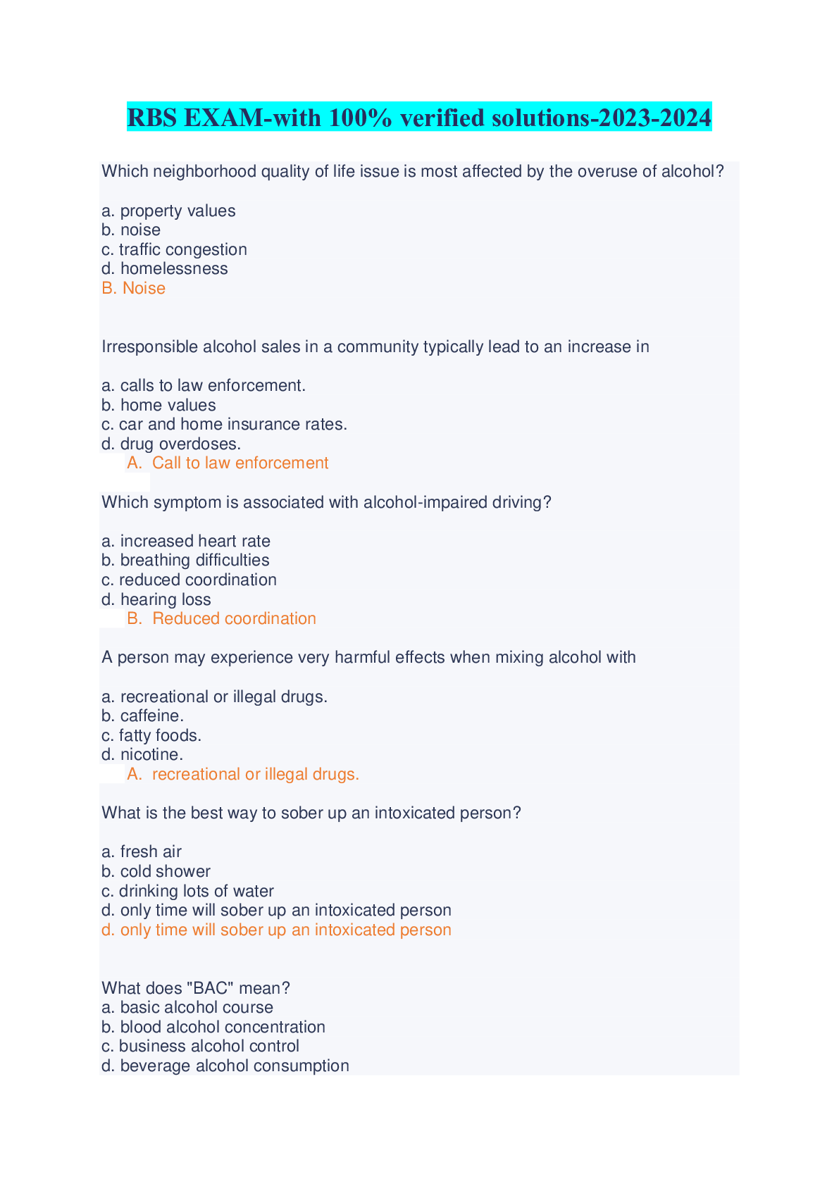 RBS EXAM-with 100% verified solutions-2023-2024 - Scholarfriends