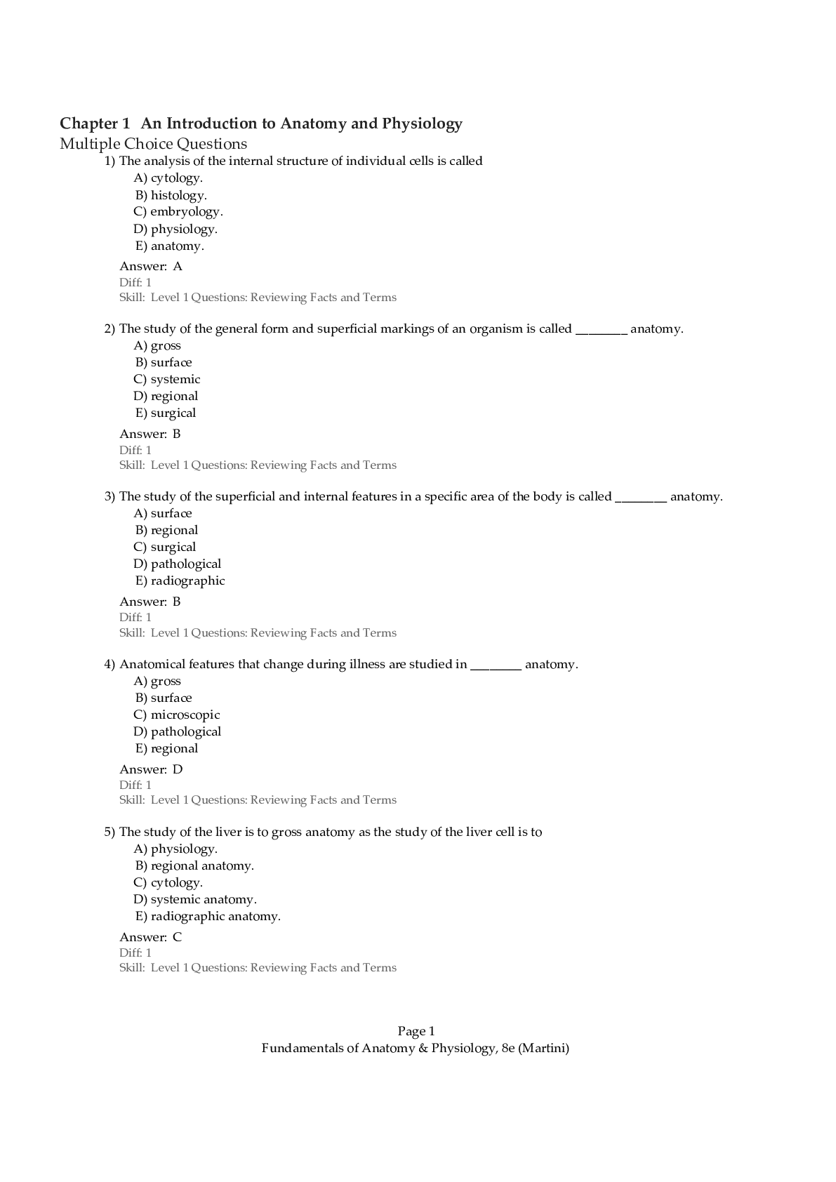Fundamentals of Anatomy and Physiology 11th Edition Test Bank ...
