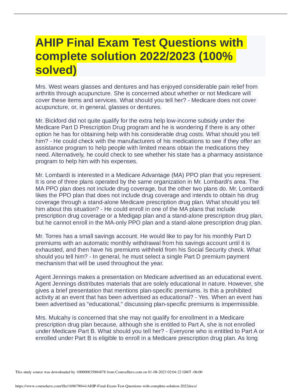 Derivative Classification Exam IF103.16| 30 questions with complete ...