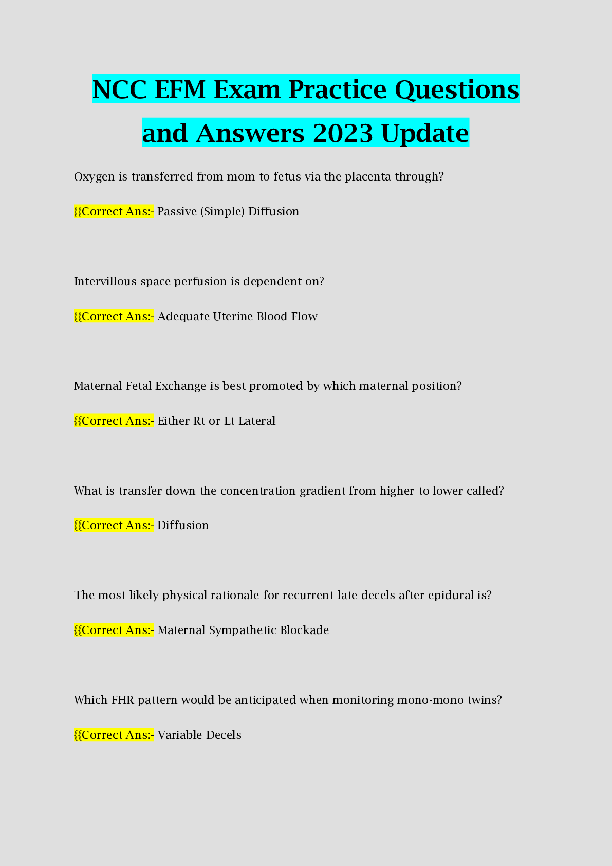 NCC EFM Exam Practice Questions and Answers 2023 Update - Scholarfriends