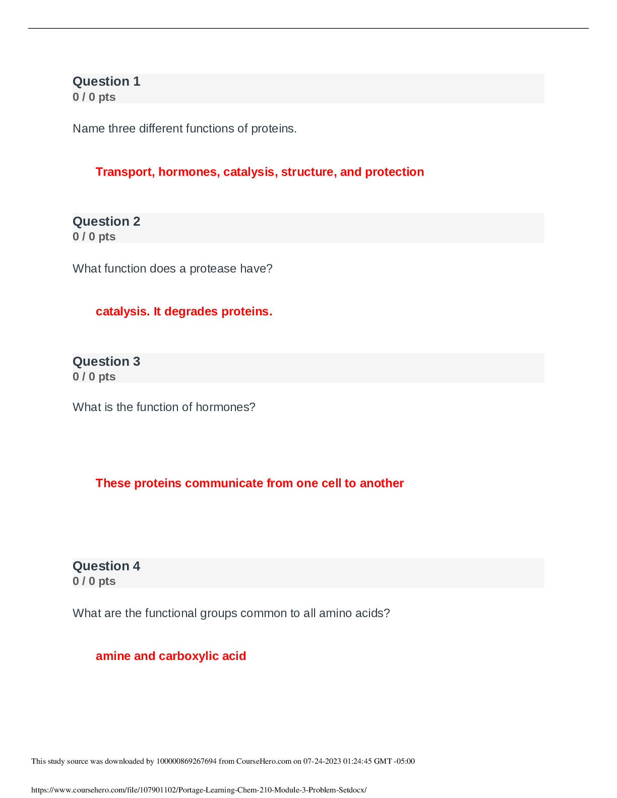 Portage Learning Chem 210 - Module 3 Problem Set - Scholarfriends
