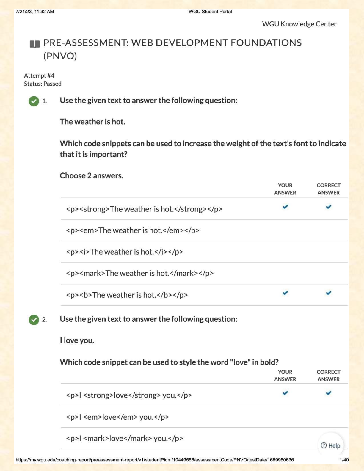 WGU D276 PRE-ASSESSMENT | WEB DEVELOPMENT FOUNDATIONS (PNVO) 2023|2024 ...