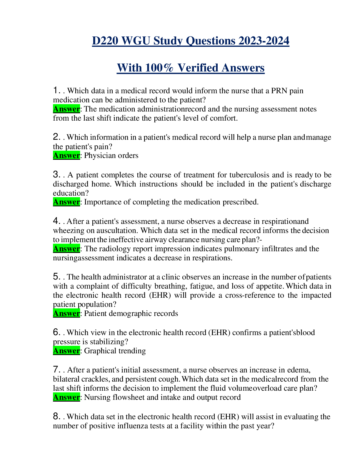 D220 WGU Study Questions 2023-2024 With 100% Verified Answers ...