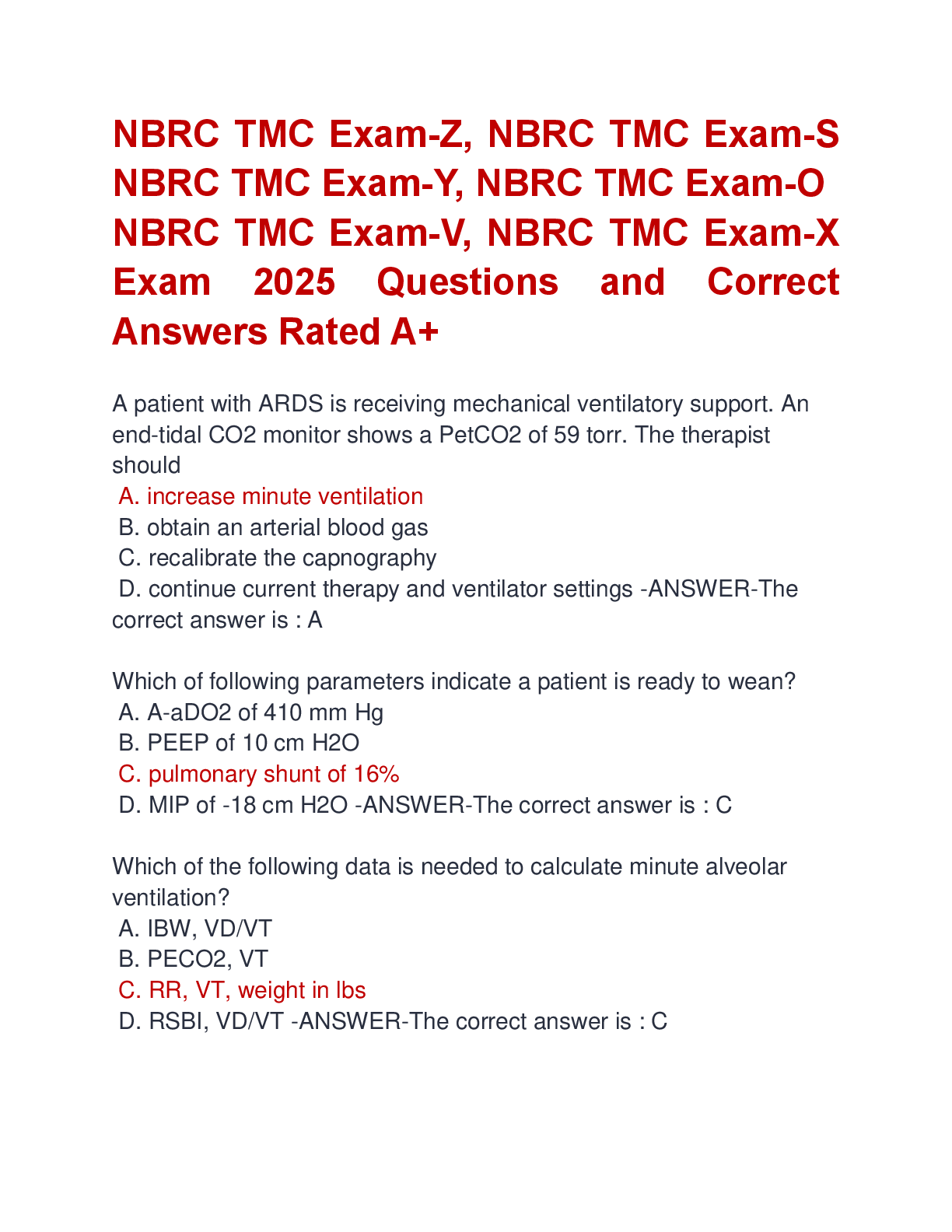 NBRC TMC Exam-Z, NBRC TMC Exam-S NBRC TMC Exam-Y, NBRC TMC Exam-O NBRC TMC Exam-V, NBRC TMC Exam ...