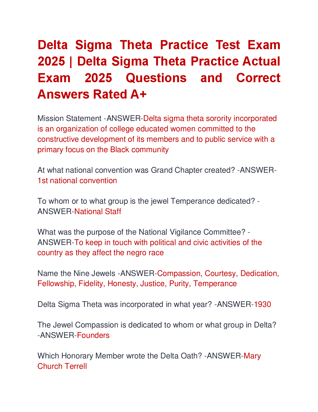 Delta Sigma Theta Practice Test Exam 2025 | Delta Sigma Theta Practice ...