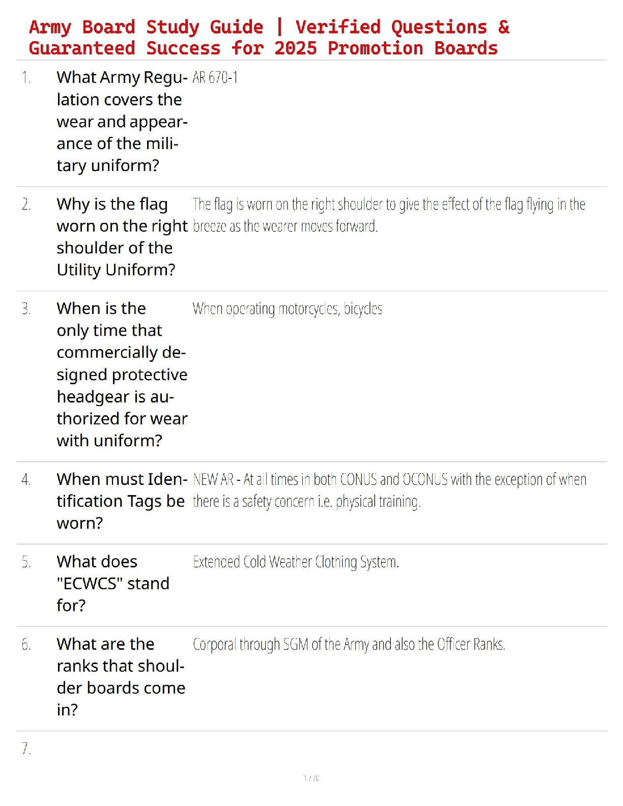 Army Board Study Guide | Verified Questions & Guaranteed Success for 2025 Promotion Boards ...