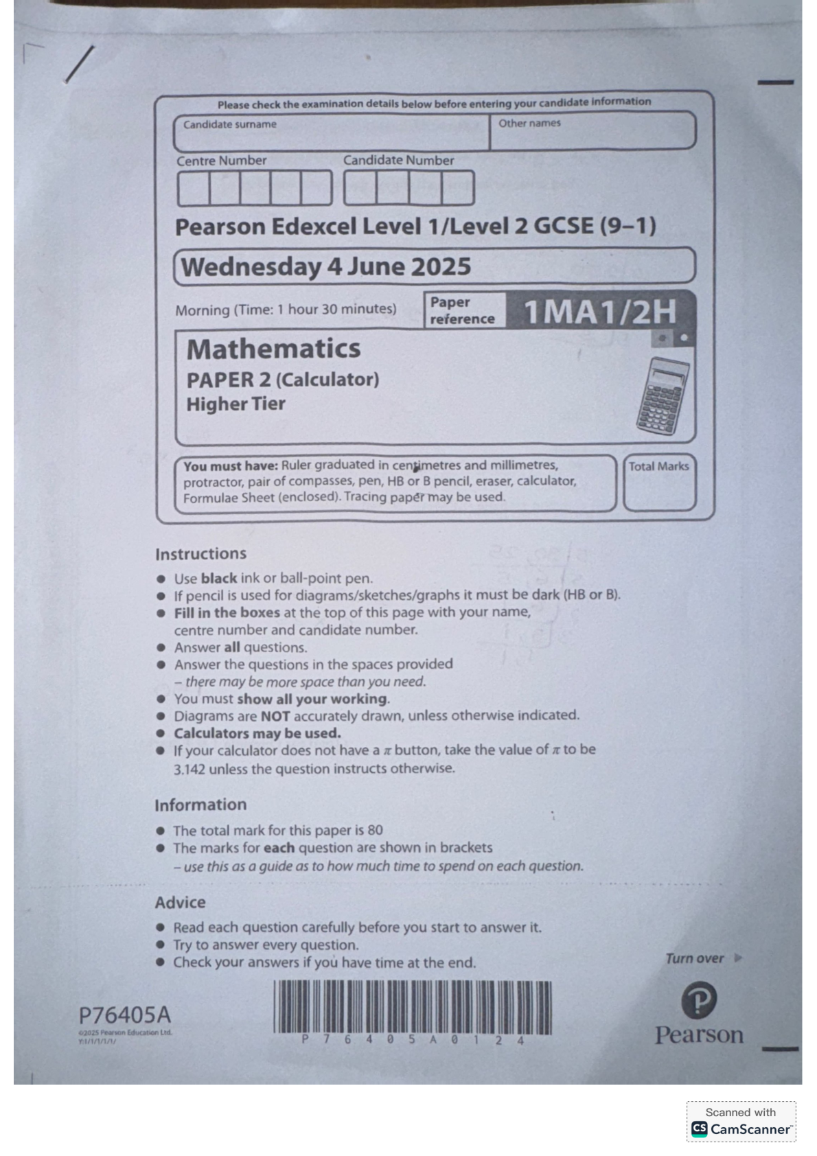 EDEXCEL GCSE MATHS JUNE 2025 HIGHER PAPERS ABND MARKSCHEMES AND WORKED SOLUTIONS - Scholarfriends