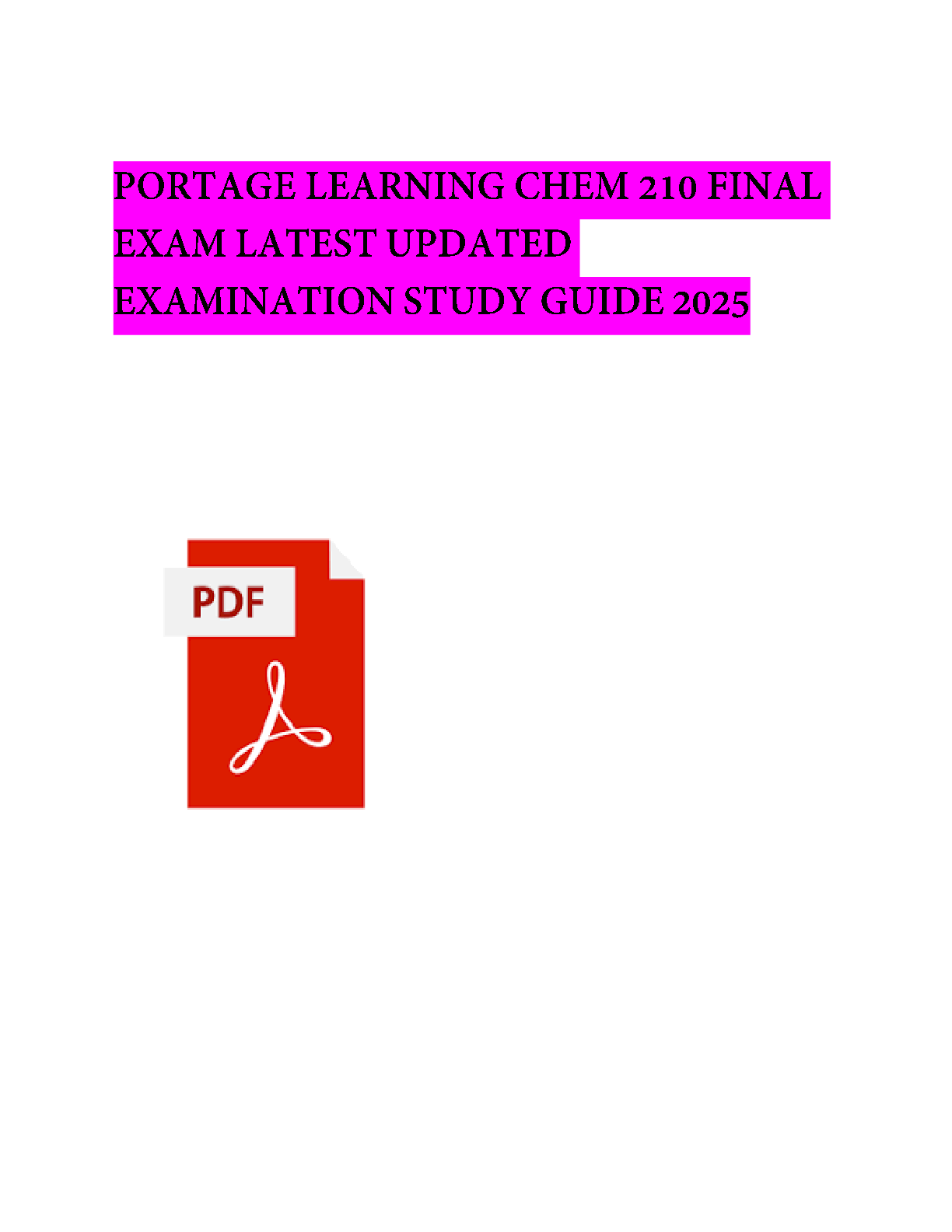 CHEM 210 Biochemistry Final Exam (2024 / 2025) Portage Learning ...