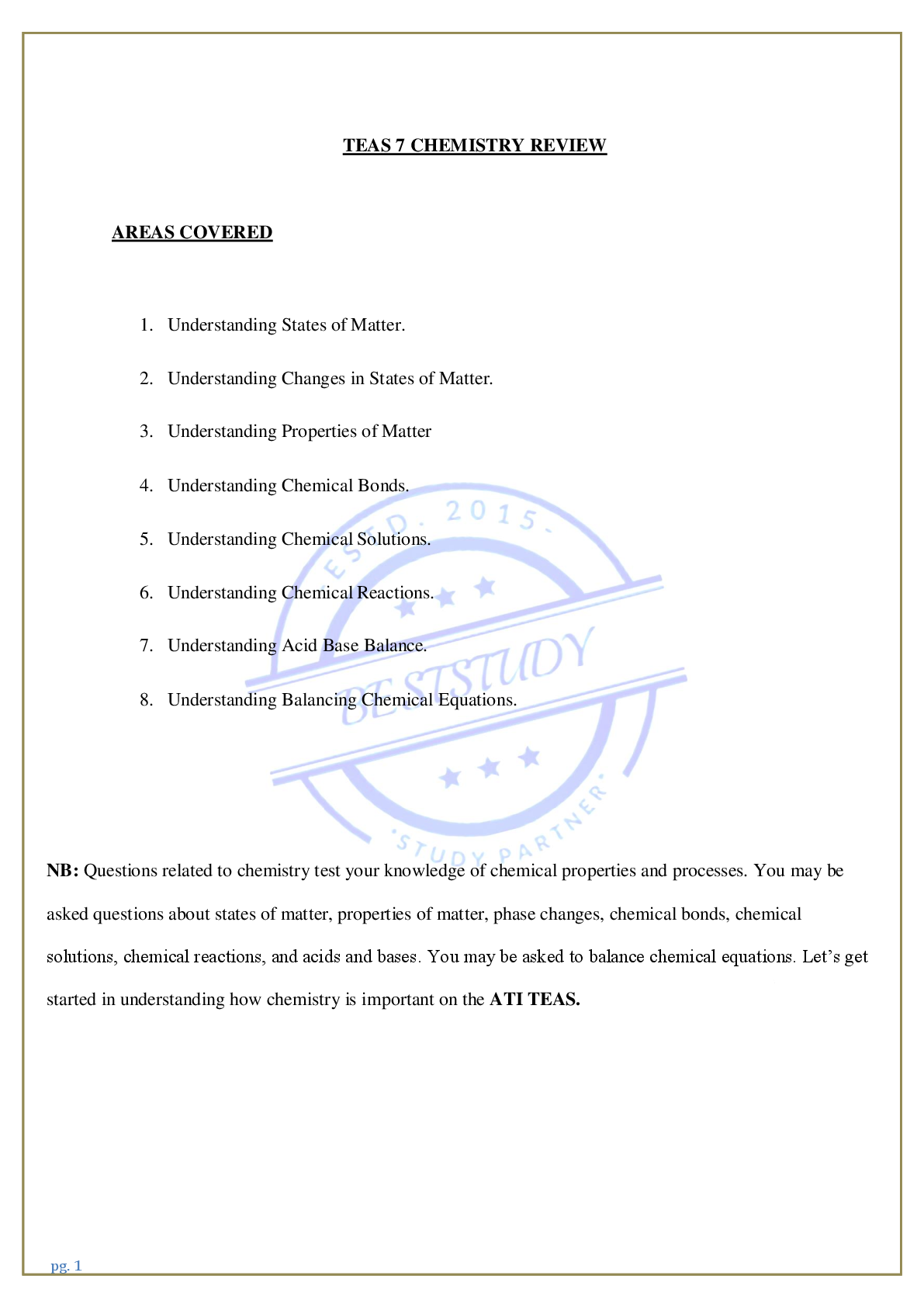 TEAS 7 CHEMISTRY REVIEW - Scholarfriends