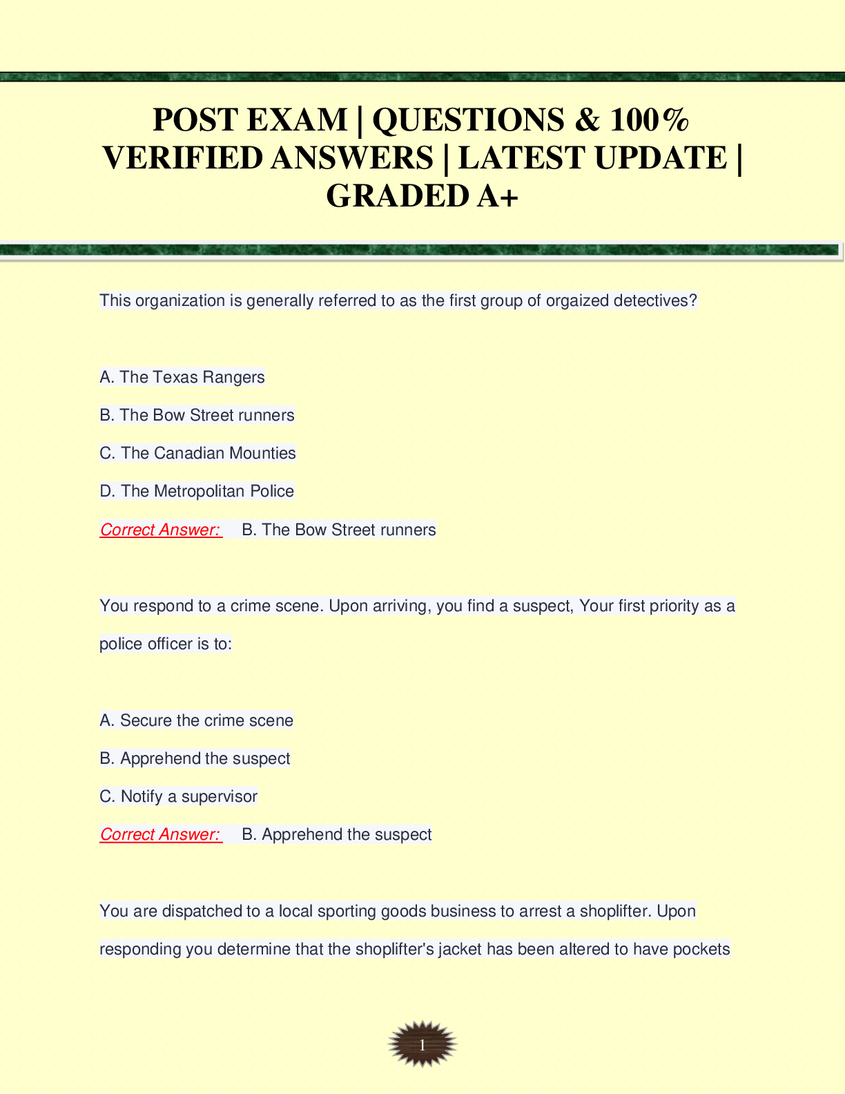 ATLS POST TEST EXAM- MCQ|| M POST TEST ATLS EXAM ALL QUESTIONS AND 100% ... ATLS POST TEST EXAM- MCQ|| M POST TEST ATLS EXAM ALL QUESTIONS AND 100% ...
