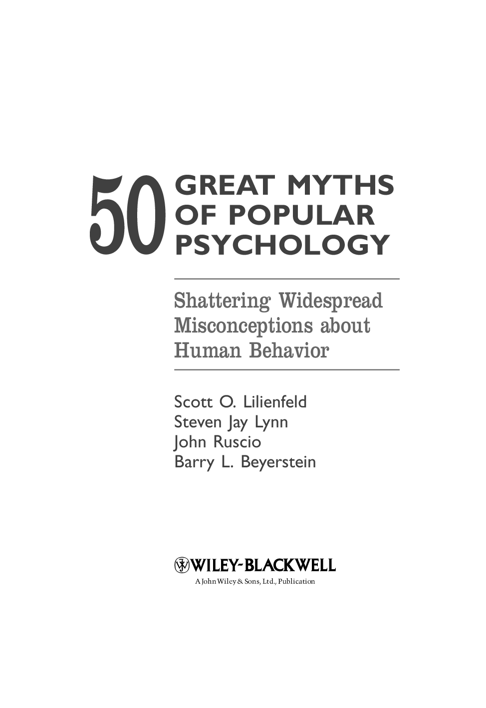 eBook 50 Great Myths of Popular Psychology: Shattering Widespread ...