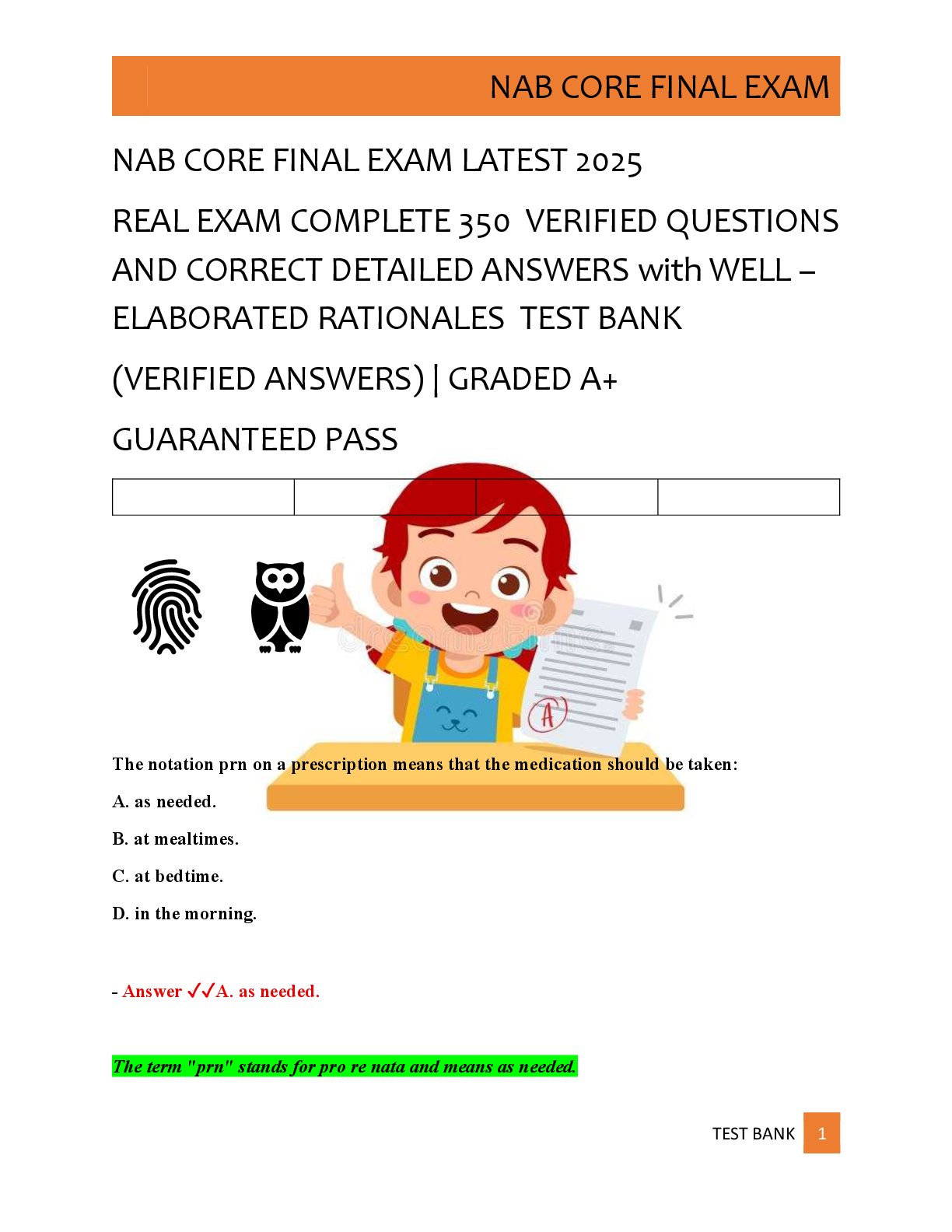 NAB CORE FINAL EXAM LATEST 2025 REAL EXAM COMPLETE 350 VERIFIED QUES ...