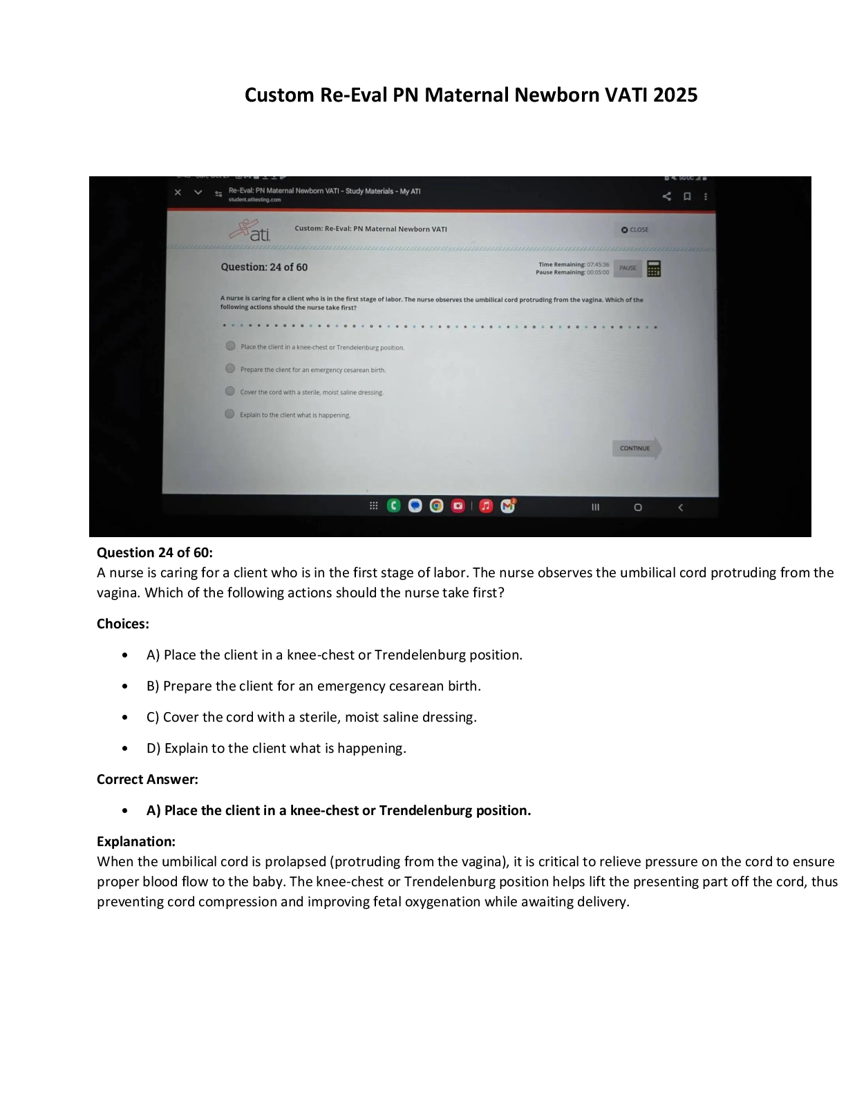 Custom Re-Eval PN Maternal Newborn VATI 2025 - Scholarfriends