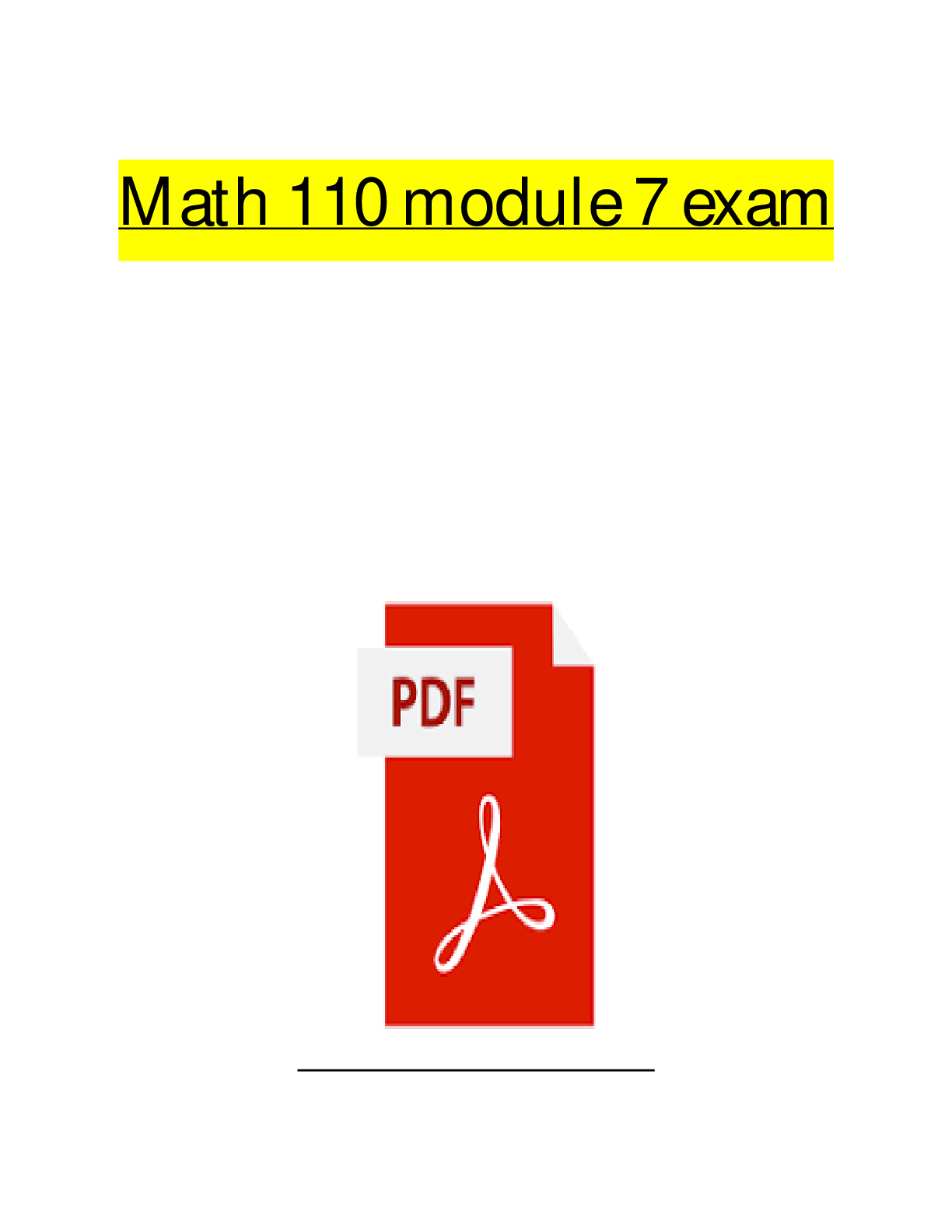 MATH 110 Module 7 Exam Questions and Answers- Portage Learning ...