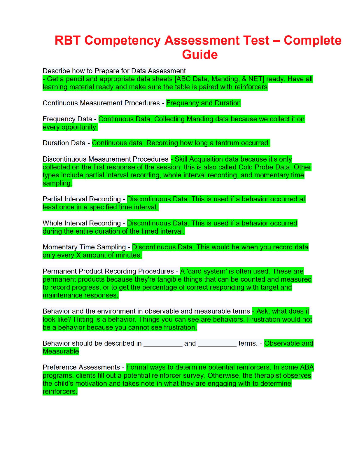 📘 RBT Competency Assessment Test – Complete Guide - Scholarfriends