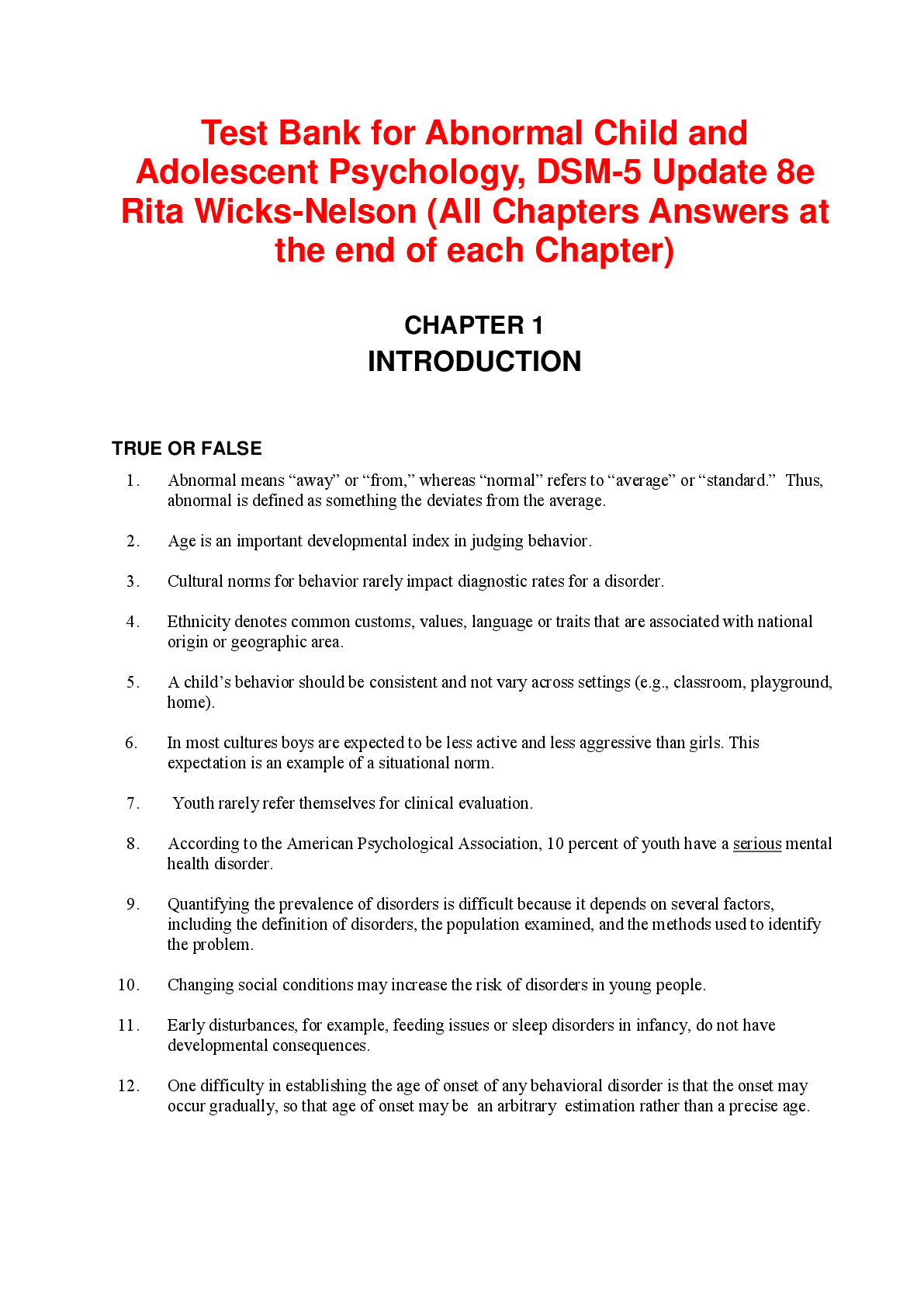 Test_Bank_For_Abnormal_Child_and_Adolescent_Psychology,_DSM_5_Update ...