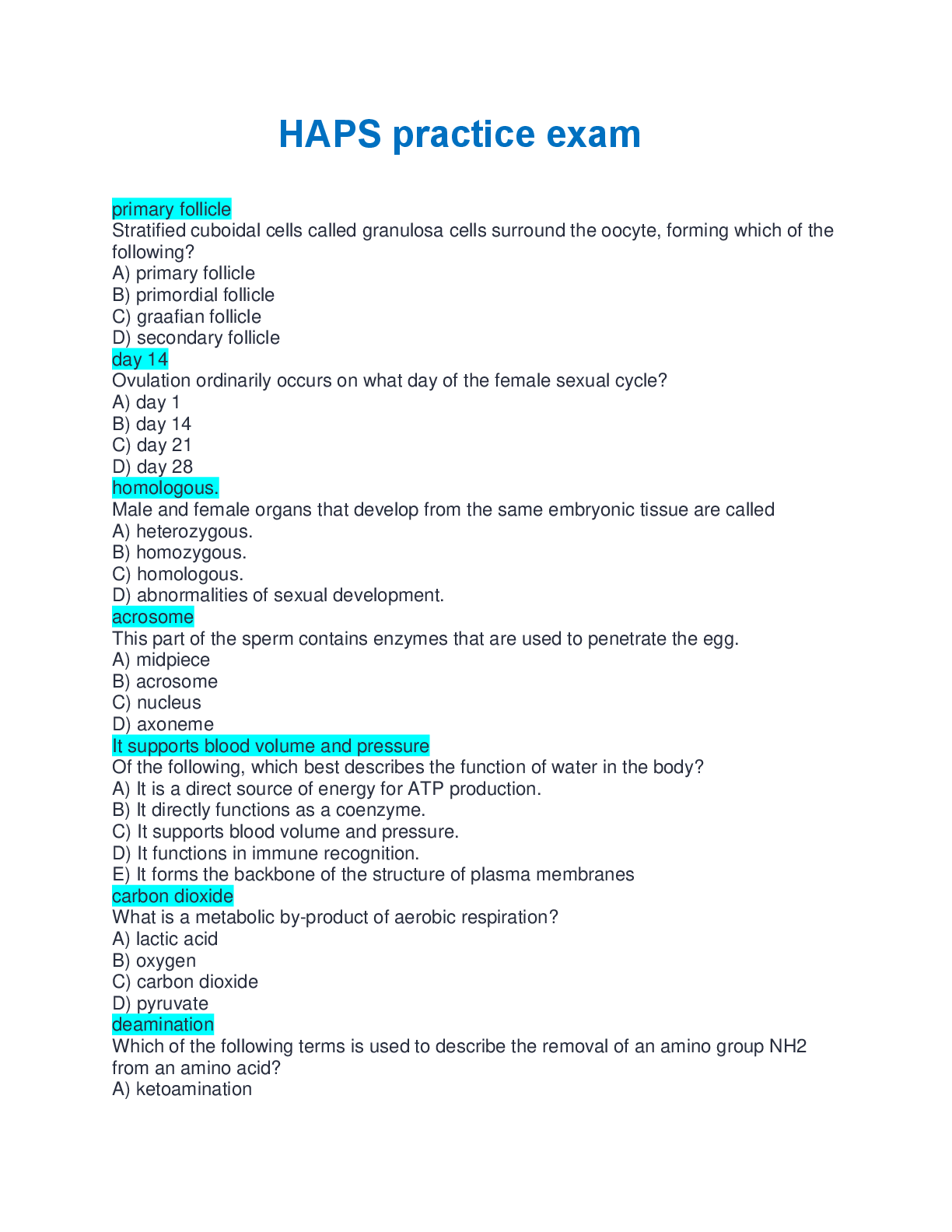 HAPS practice exam questions and answers 100% complete solution 2025 - Scholarfriends