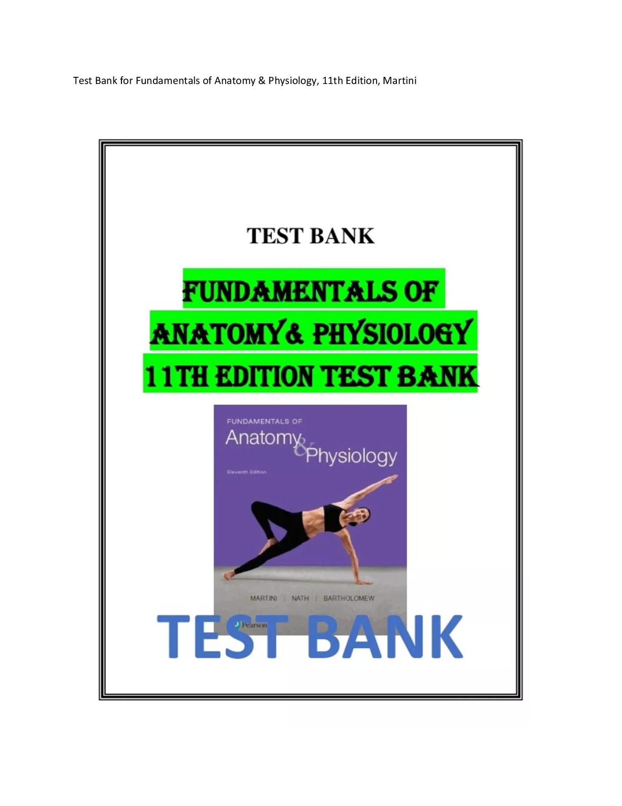 Test Bank for Fundamentals of Anatomy & Physiology, 11th Edition ...