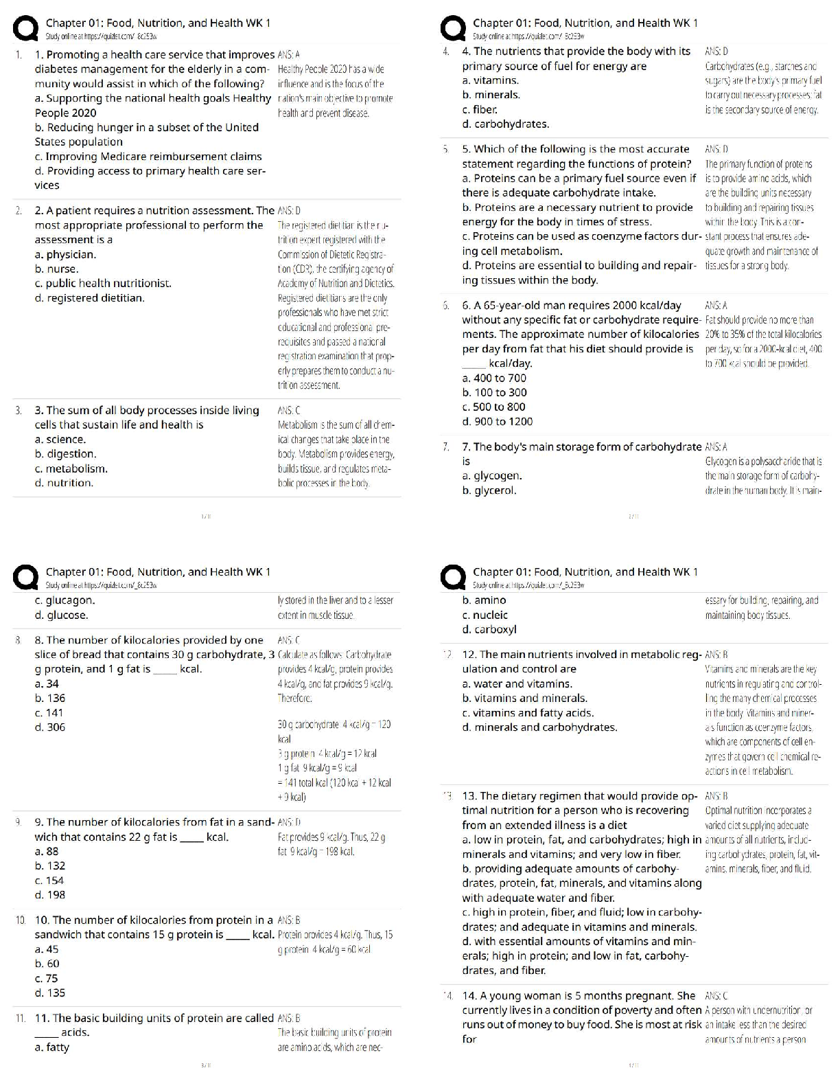 Chapter 01: Food, Nutrition, and Health WK 1 / Score 100% / 2025 Update ...
