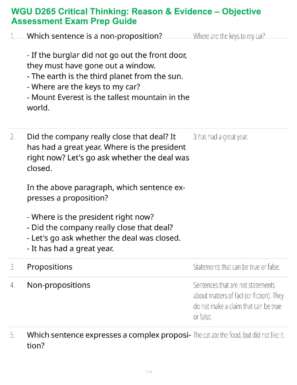 WGU D265 Critical Thinking: Reason & Evidence – OA Exam Practice Guide ...