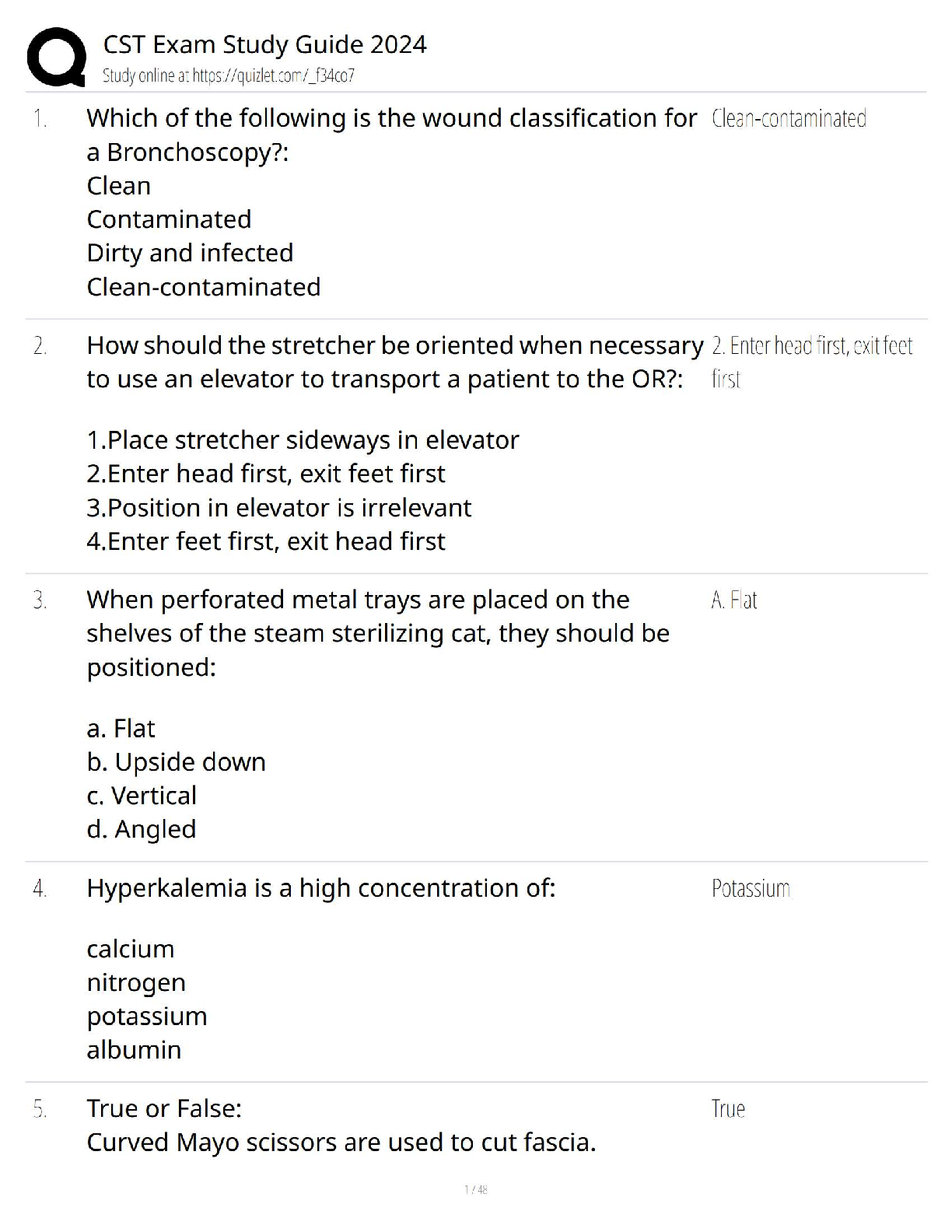CST Exam Study Guide 2024 / NBSTSA Certified Surgical Technologist ...