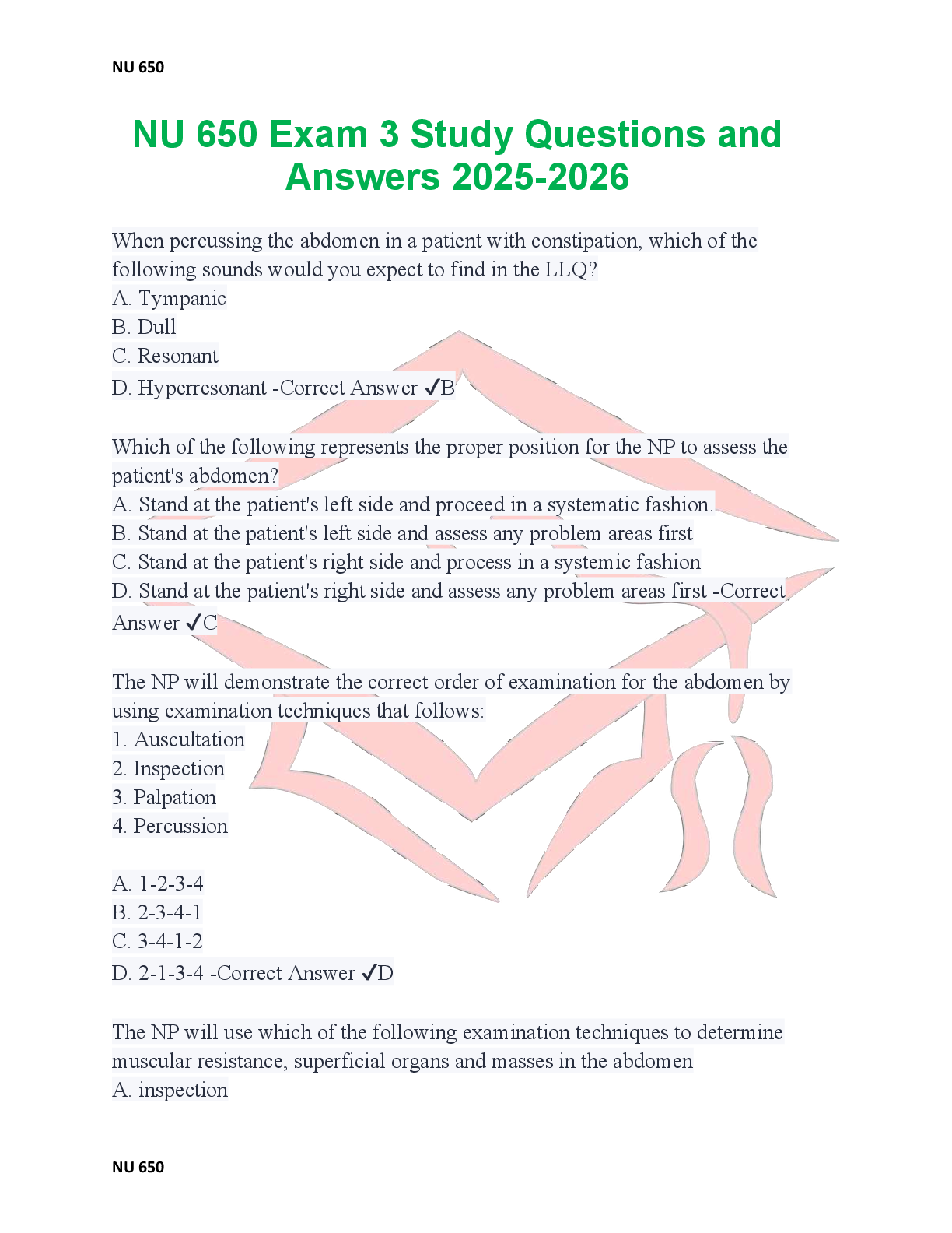 Massachusetts MAP Certification Pretest Questions and Verified Correct ...