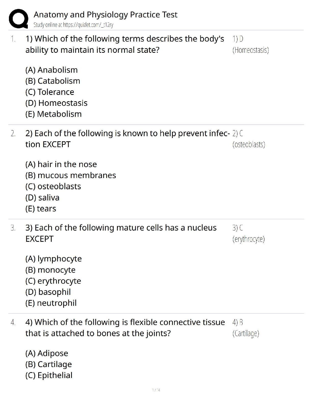 BIO 201 Anatomy and Physiology Practice Test / Exam Prep / 2025 New ...