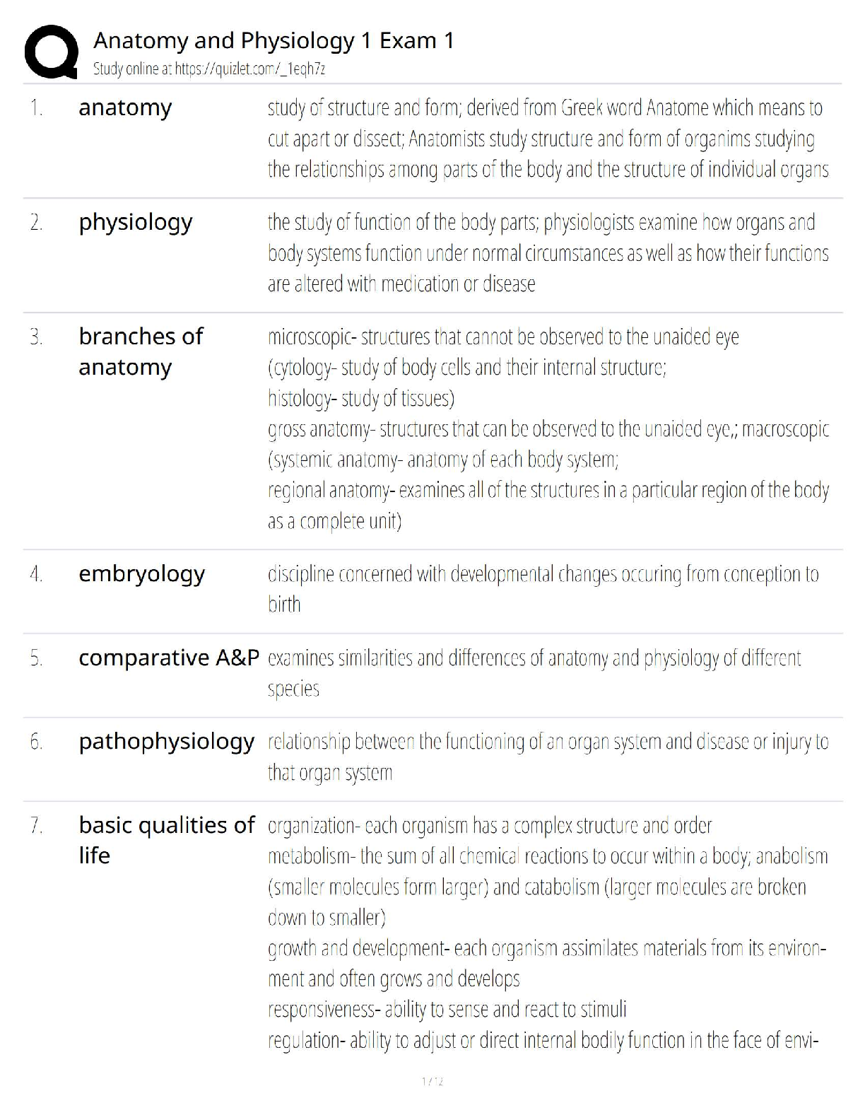 Anatomy and Physiology 1 Exam 1 / 2025 Update Study Guide & Practice ...