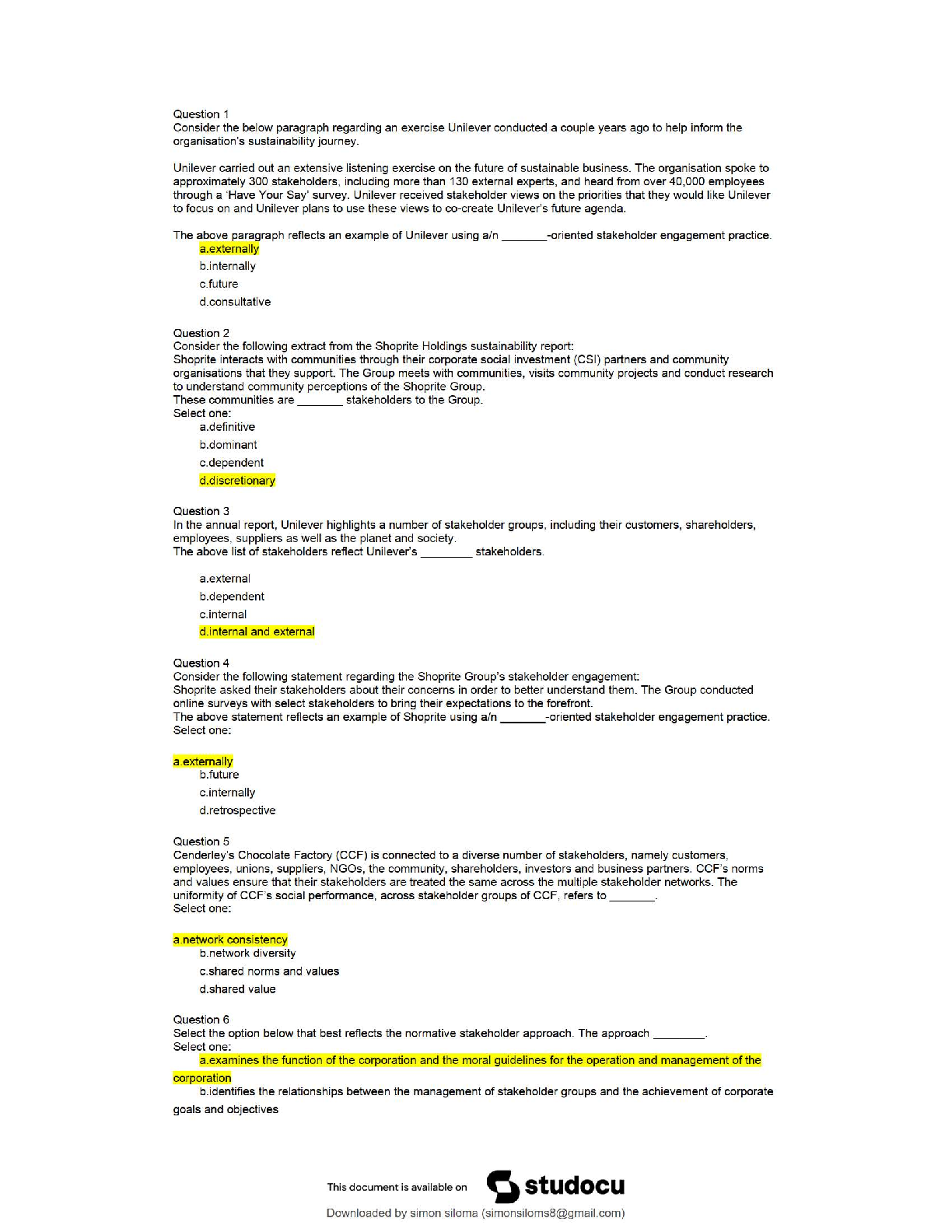MNN3701 Assignment 2 / Stakeholder Engagement Practices Q&A / Completed ...