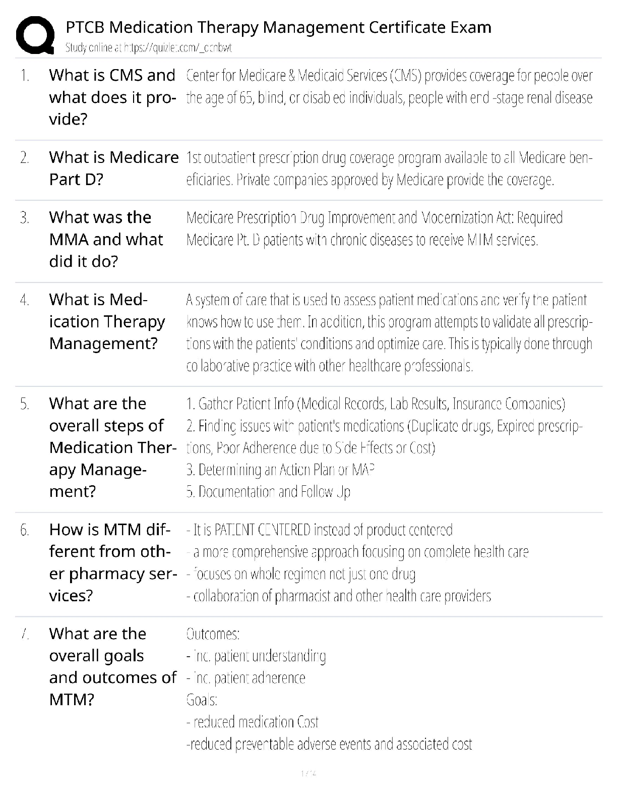 PTCB Medication Therapy Management / MTM Certificate Exam / 2025 Update ...
