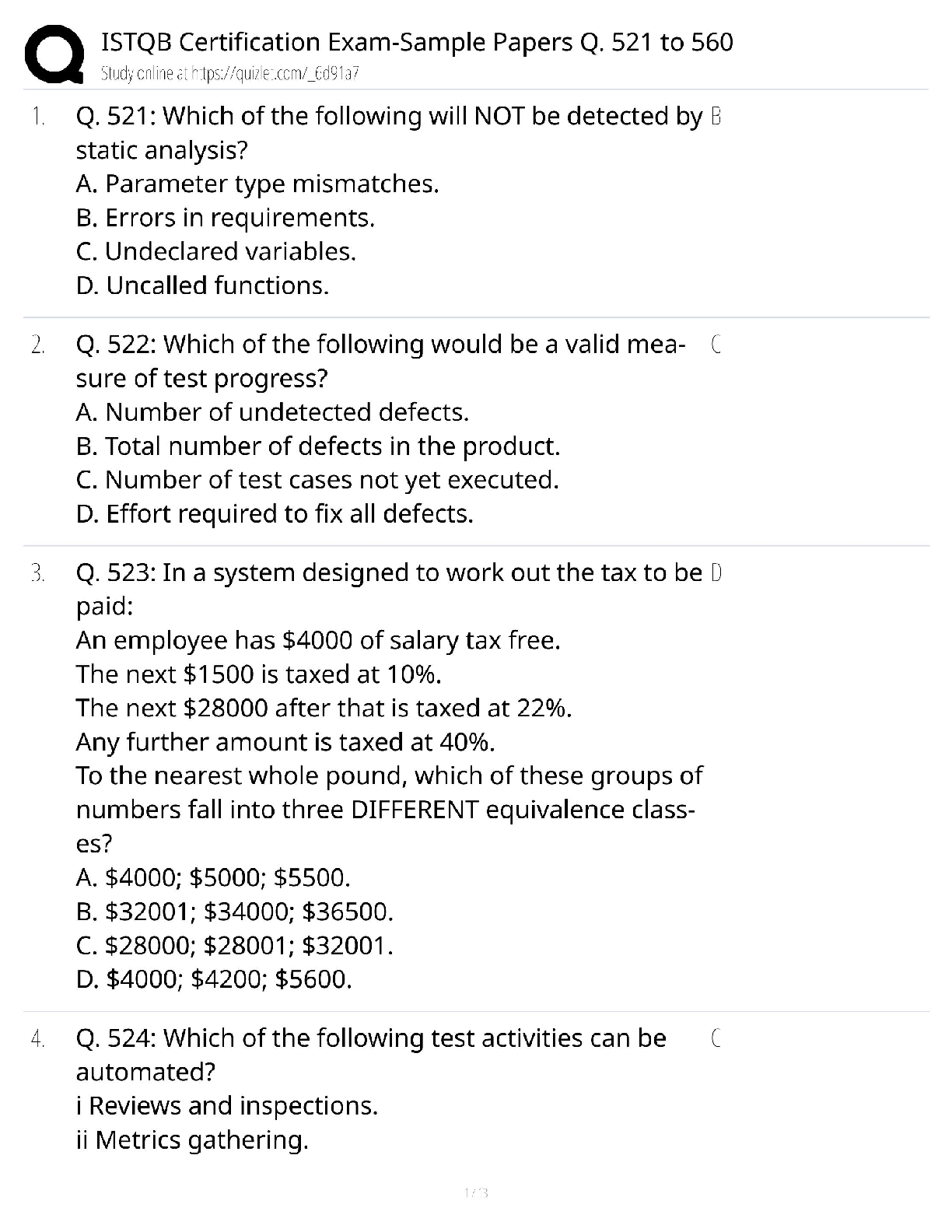 ISTQB Certification Sample Papers Q521-560 / CTFL Exam Prep / 2025 ...