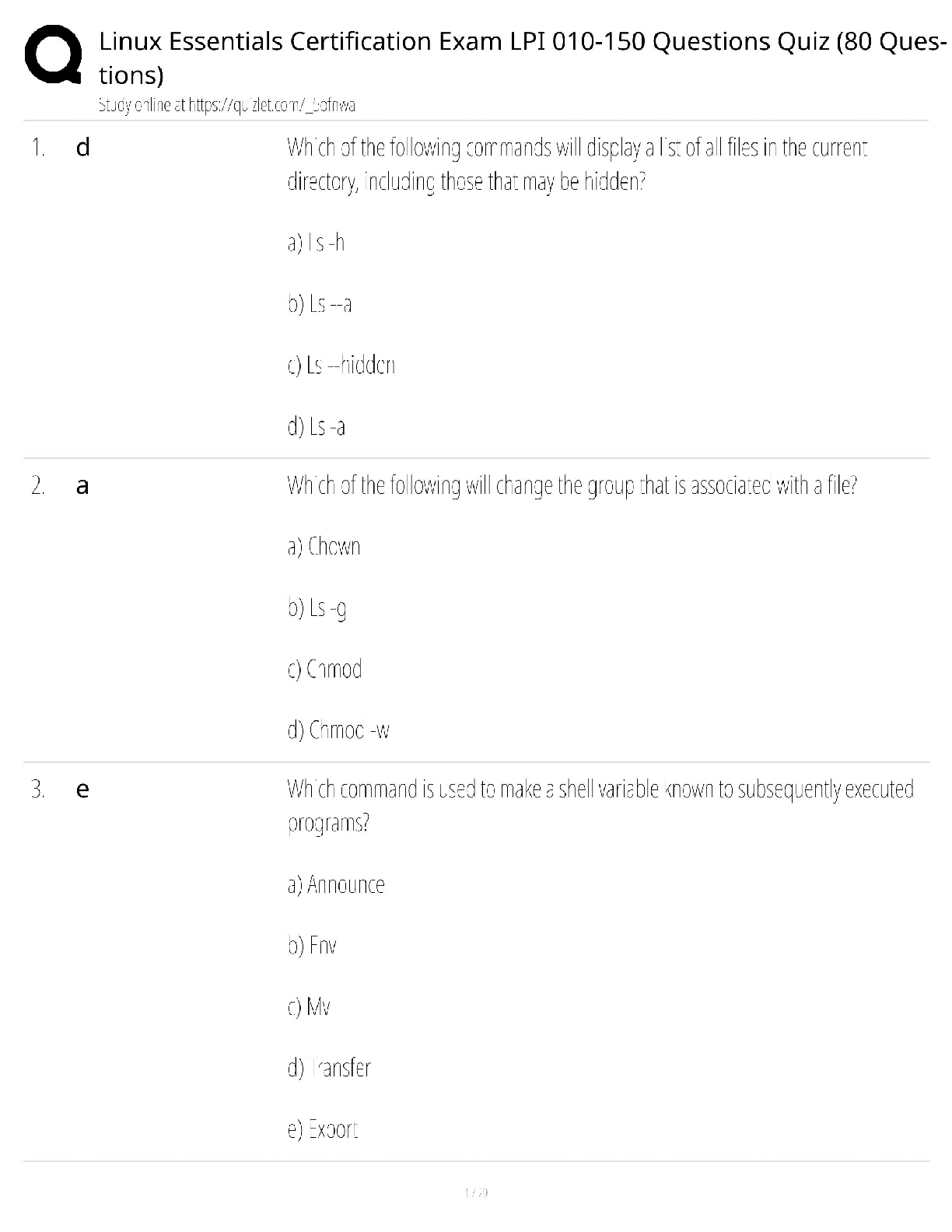 LPI Linux Essentials Exam 010-150 / 80 Question Practice Quiz / 2026 ...