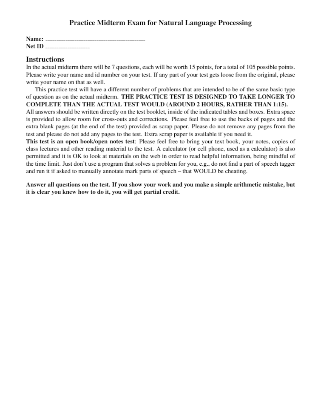 New York University Csc Csci Ua04sample Midterm