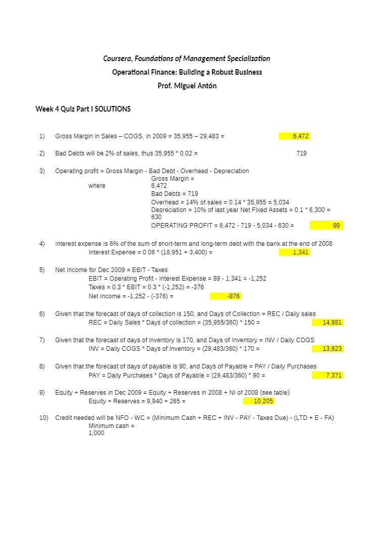 Coursera, Foundations of Management Specialization Operational Finance ...