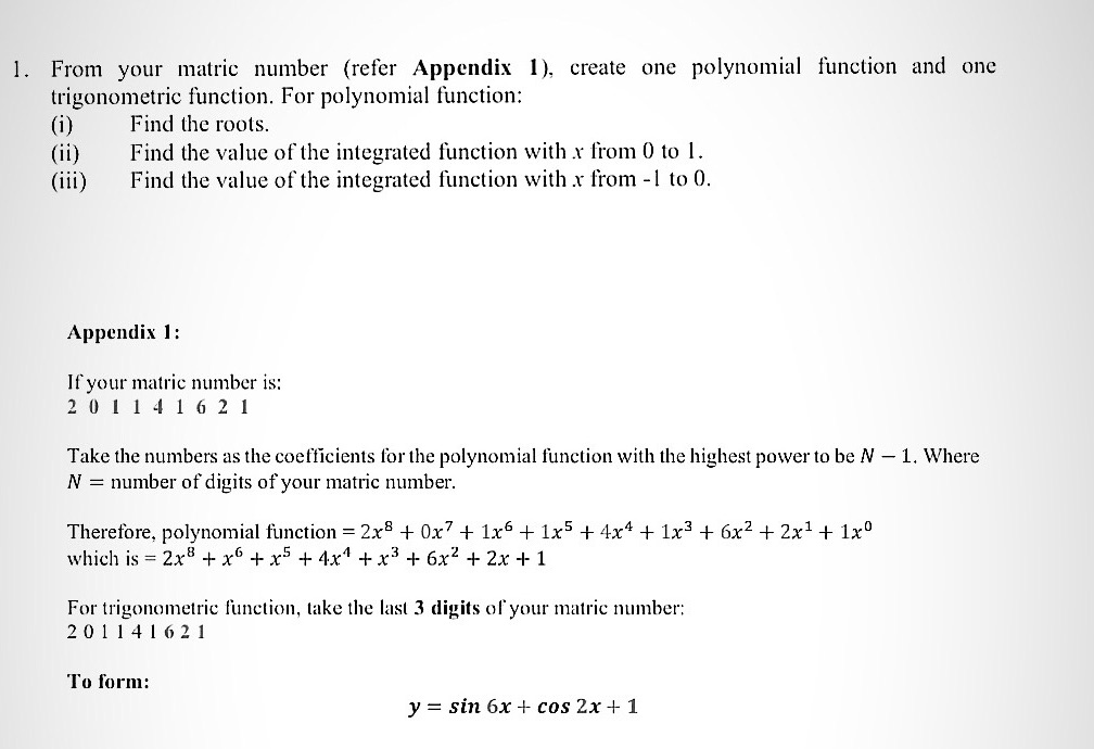 Engineering & Technology Computer Science From your matric number ...