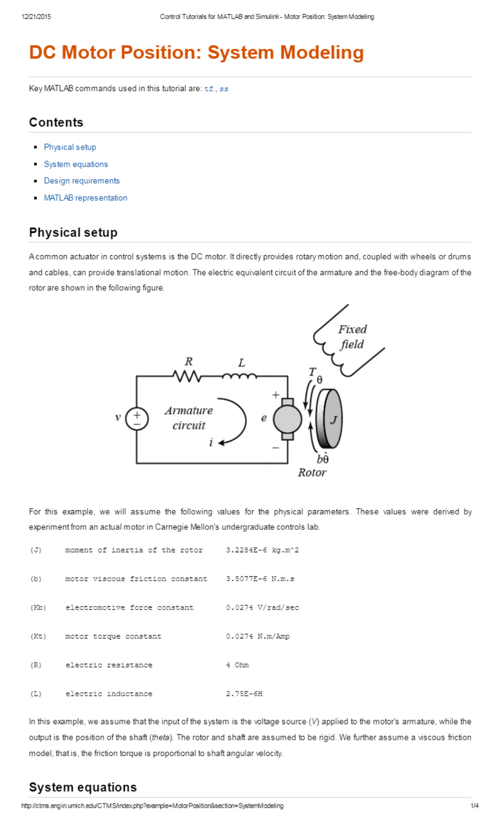 ECE Control syControl Tutorials for MATLAB and Simulink - Motor Position_ System Modeling