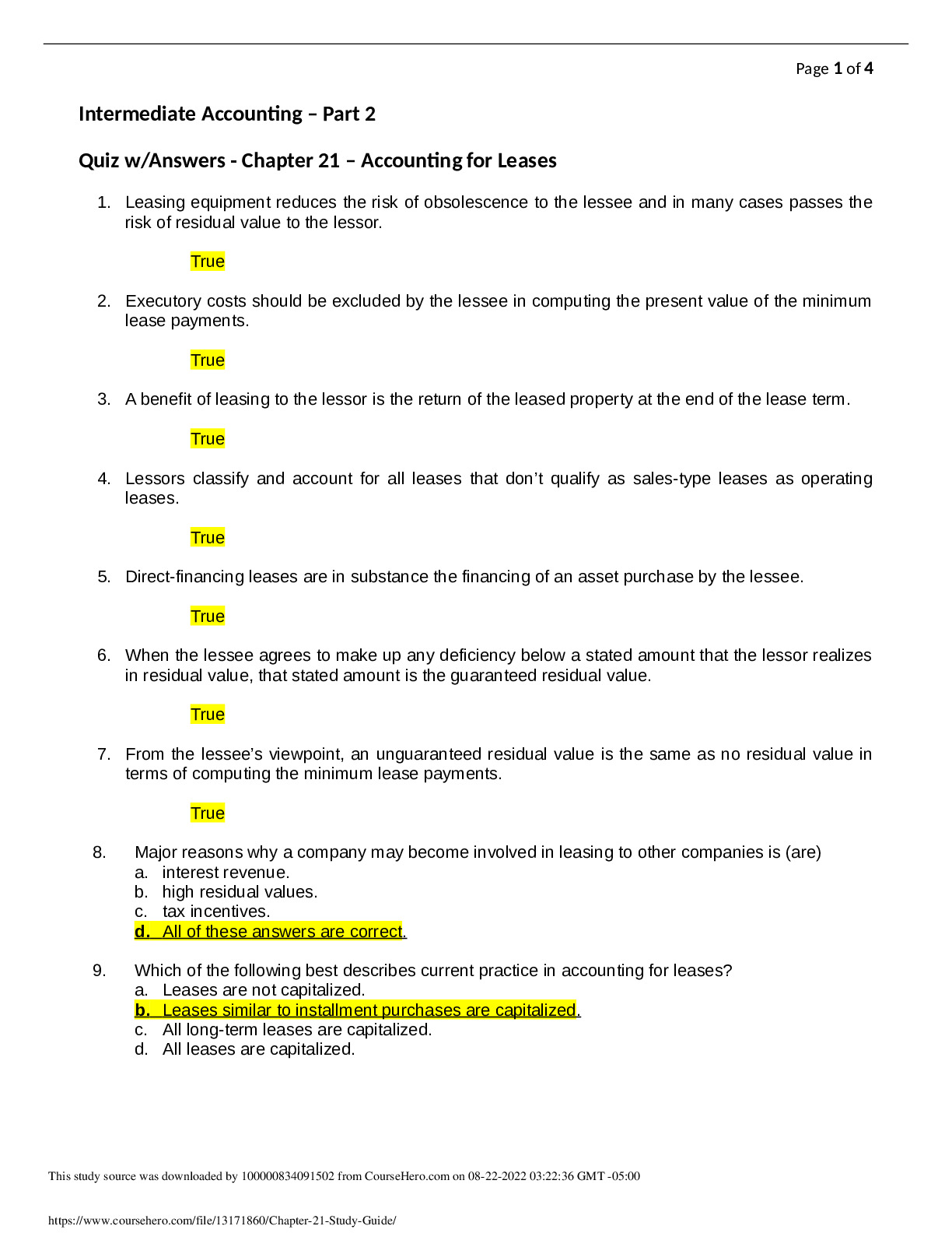 Chapter 21 - Study Guide l Lone Star College System, Woodlands ACNT 2304