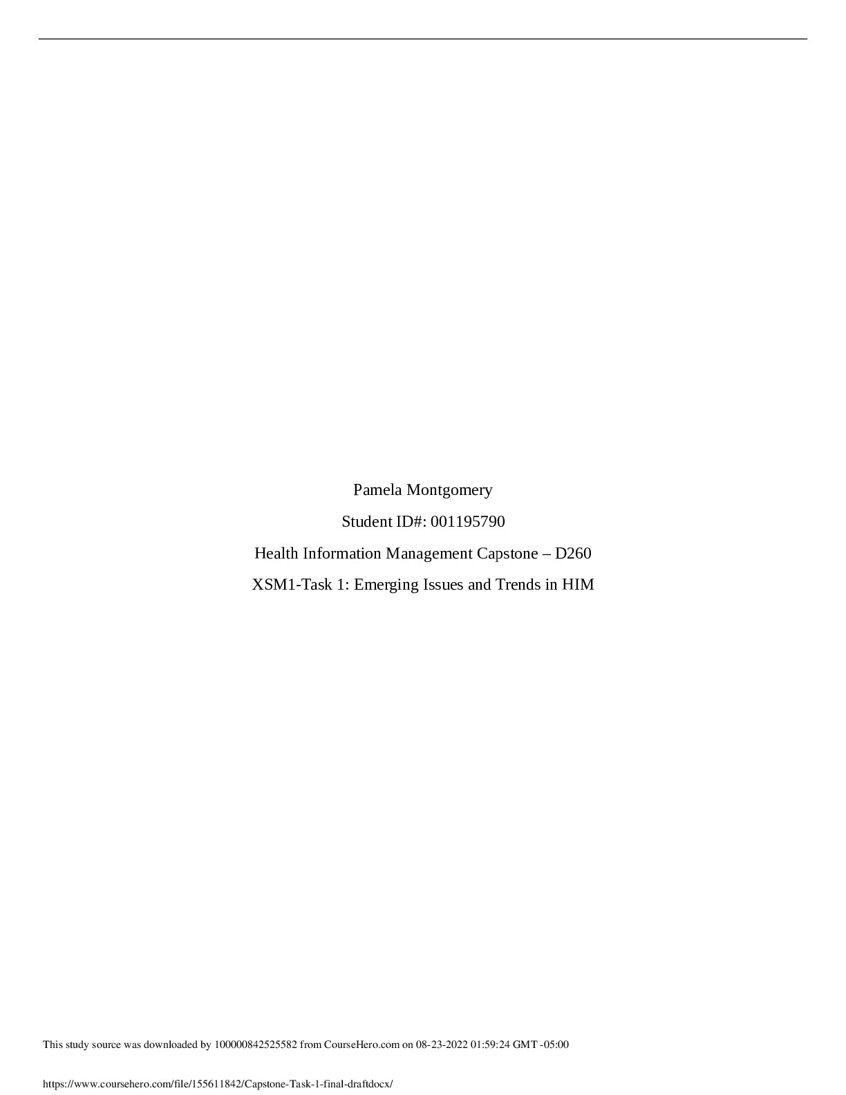 Capstone Task 1-final draft. Western Governors University CAPSTONE D260 Capstone Task 1-final draft. Western Governors University CAPSTONE D260