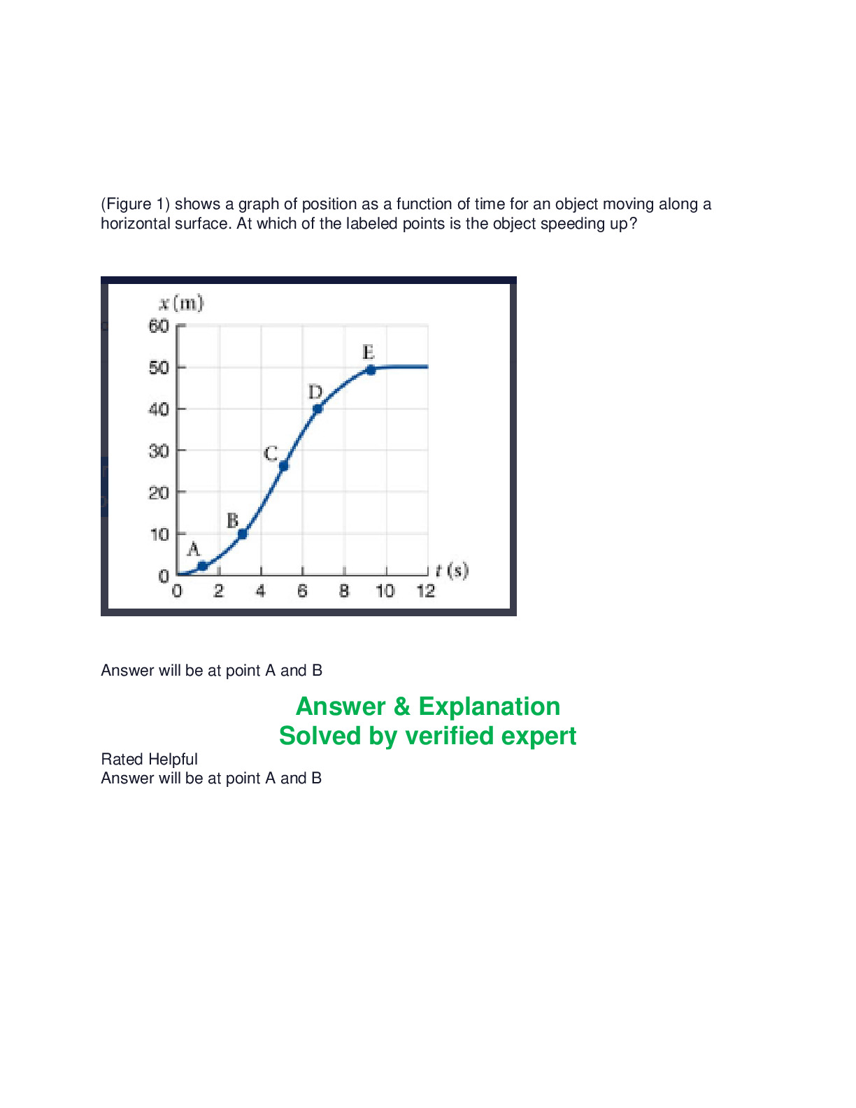 (Figure 1) shows a graph of position as a function of time for an object moving along a ...