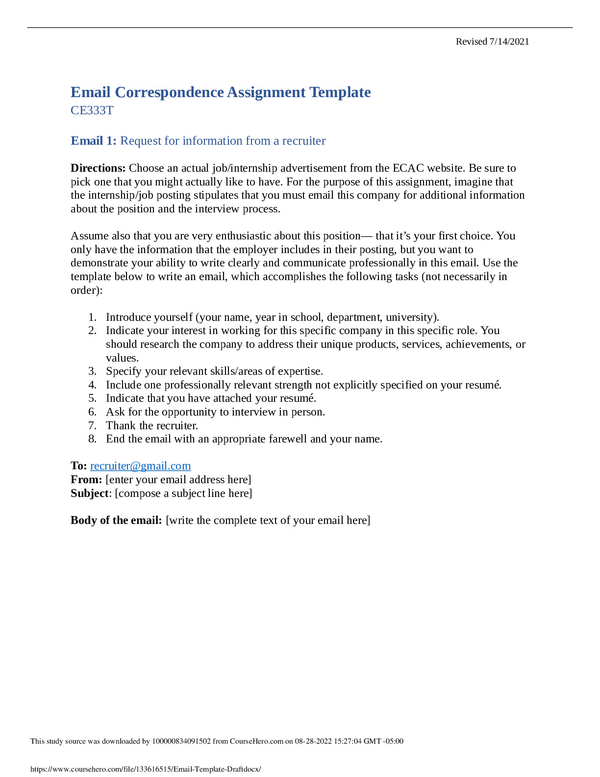 Email_Template_Draft.d University of Texas CHE 333