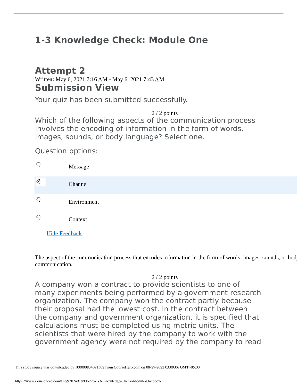IT-226 1-3 Knowledge Check Module One.d Southern New Hampshire ...