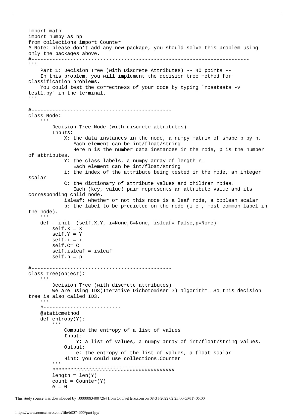 part1.py Worcester Polytechnic Institute COMPUTER SCIENCE 539