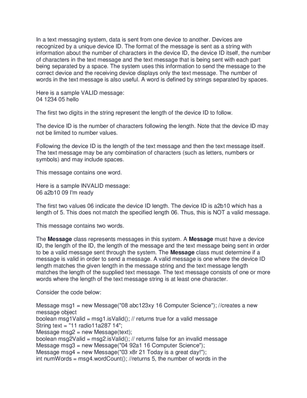 AP COMPUTE 0200320 In a text messaging system, data is sent from one ...