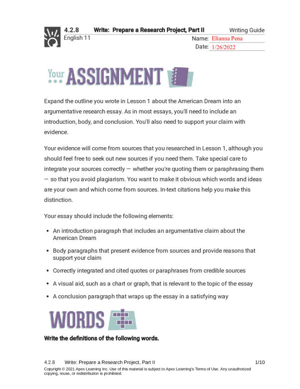 4.2.8 Write - Prepare a Research Project, Part II (Writing guide ...