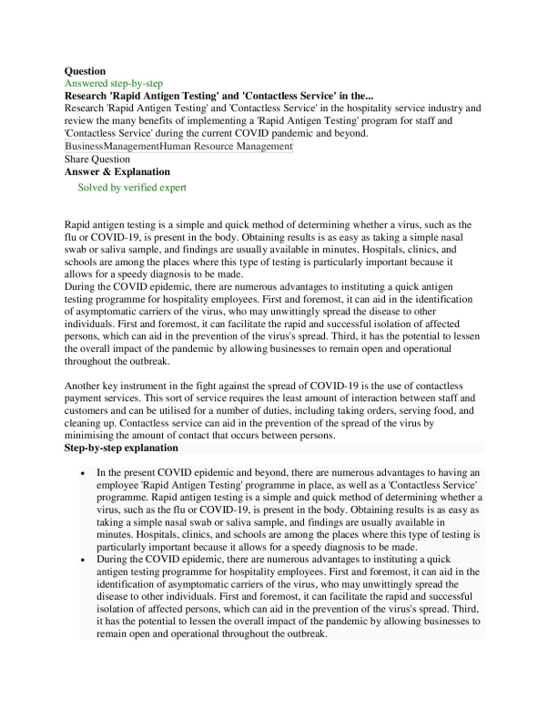 Business Management Human Resource Management Research 'Rapid Antigen ...