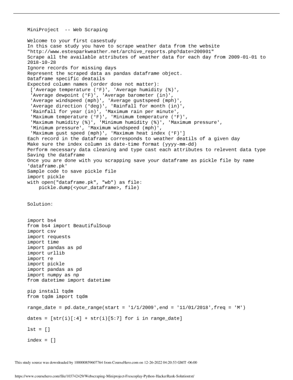 Webscraping Miniproject Frescoplay Python Hackerrank Solution Jntu College Of Engineering