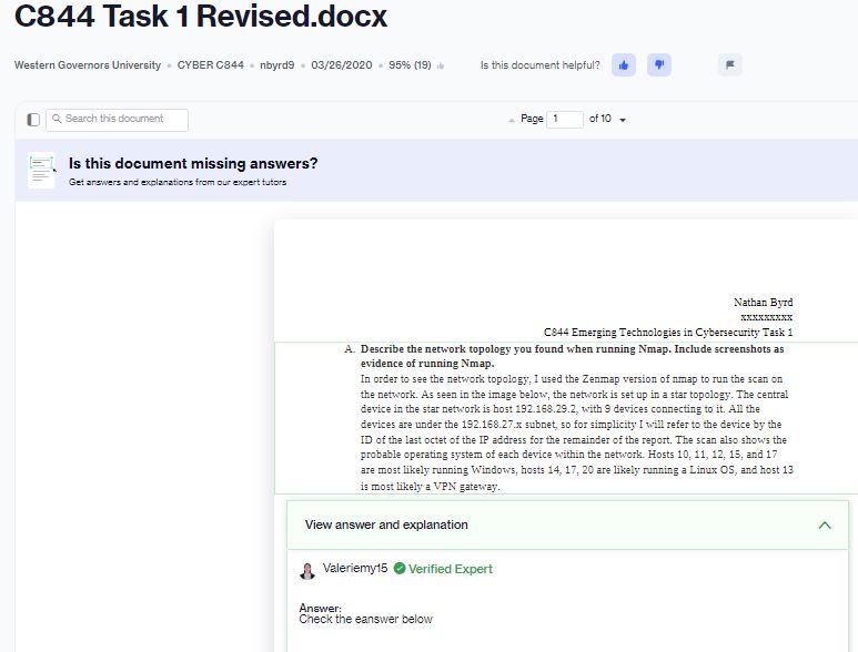 Western Governors University CYBER C844: Emerging Technologies in Cybersecurity Task 1 . C844 ...